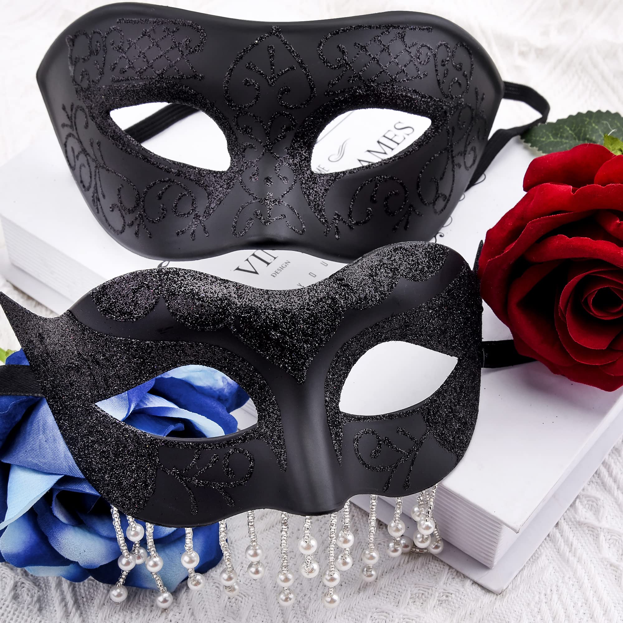 Snapklik.com : Couple Masquerade Masks Set Venetian Party Mask Plastic ...