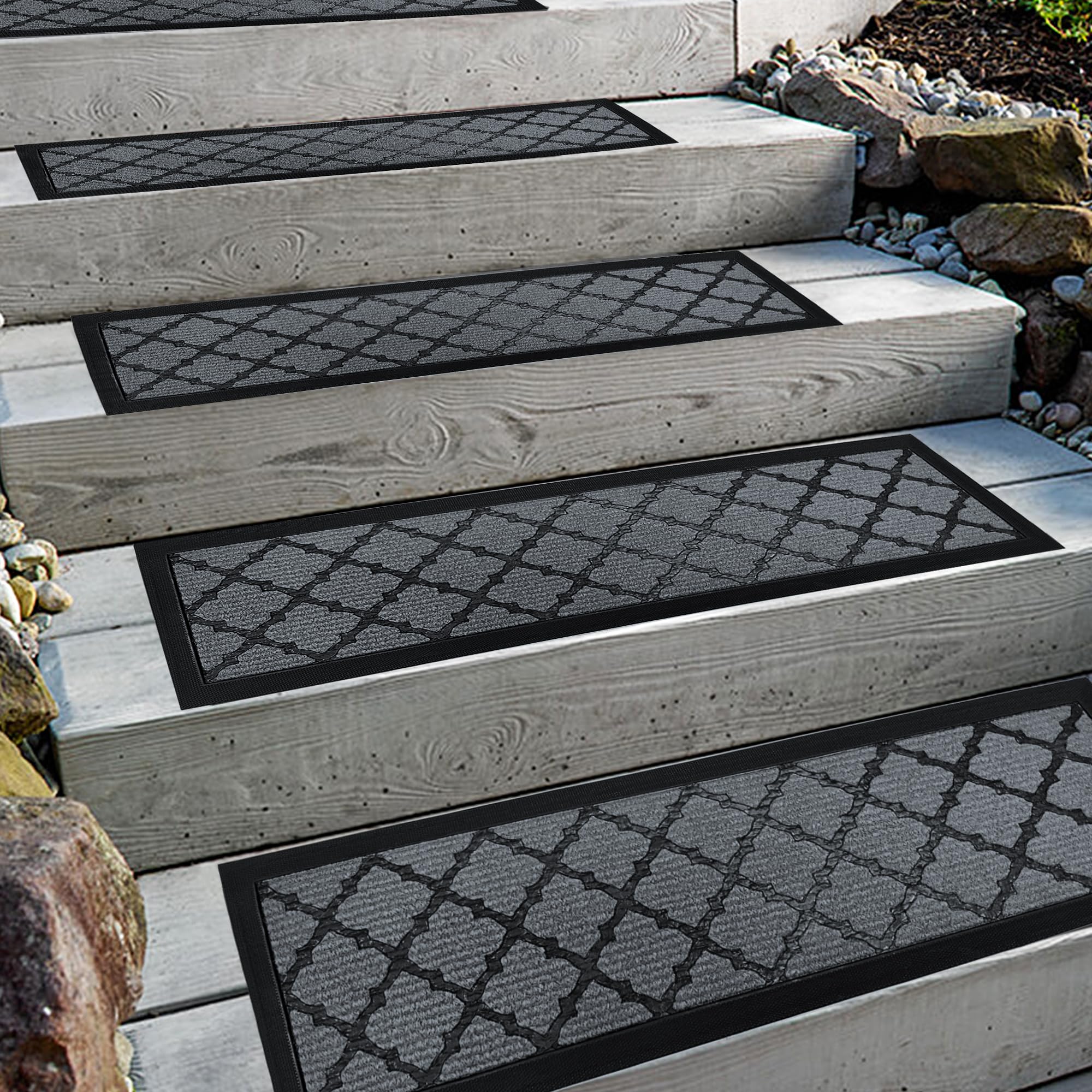 Aucuda 6pcs 8.5" x 30" Stair Treads Outdoor for Elders and Dogs on ...