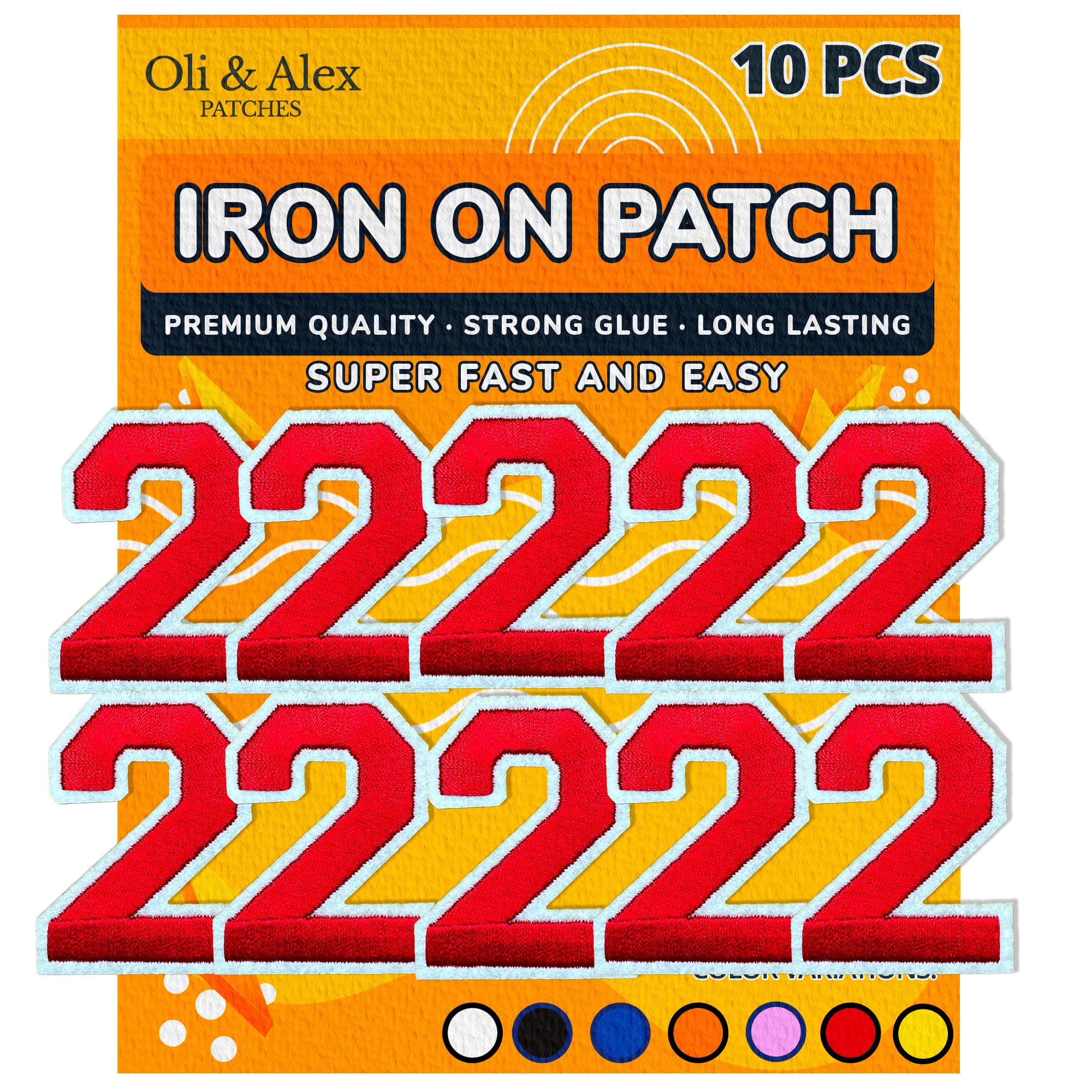 Amazon.com: Iron On Patches - Red Number "2" Iron on Patches - 10 pcs ...