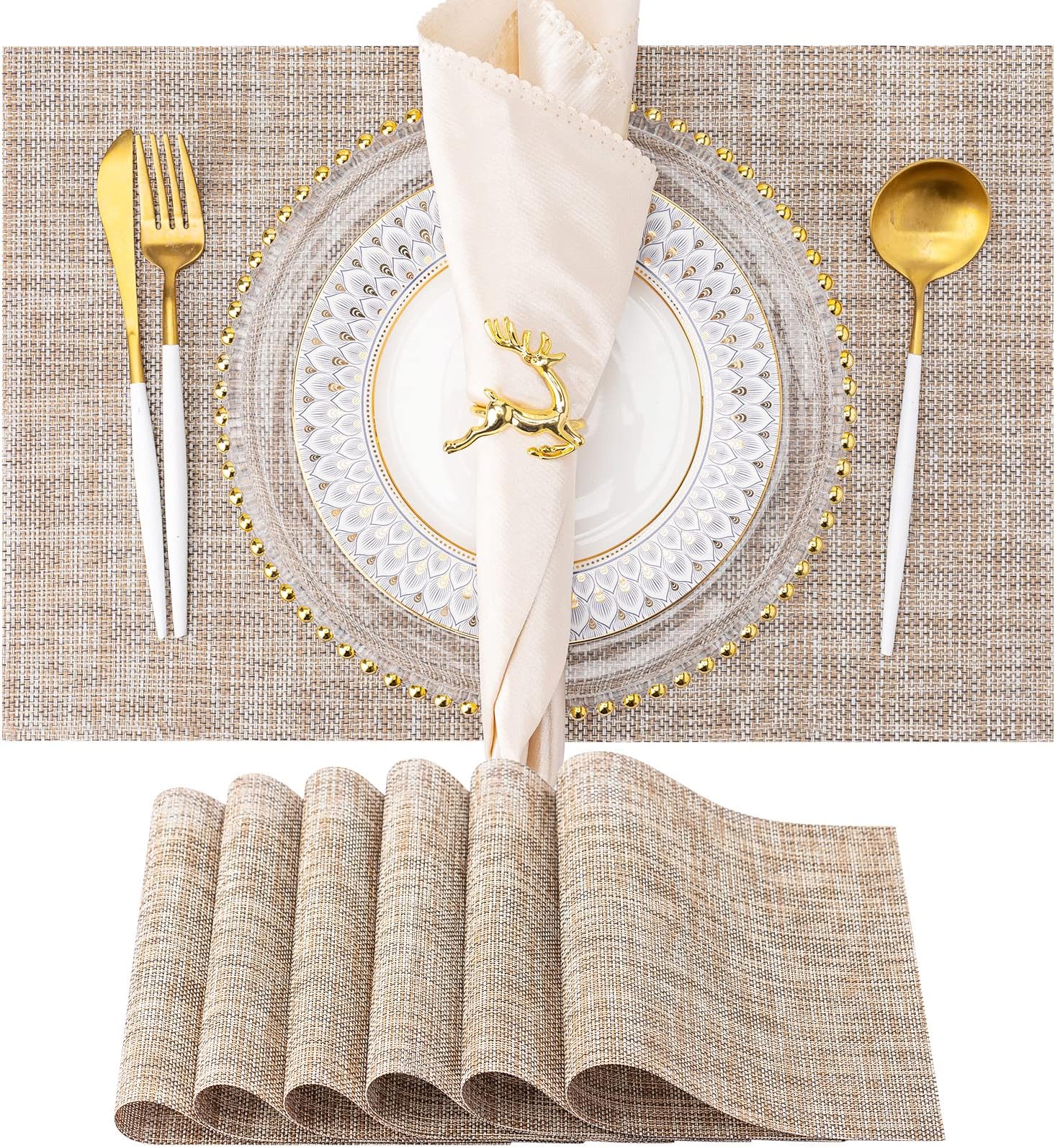 Amazon.com: LEXMORE Placemats Set of 6 Vinyl/Plastic Woven Place Mats ...