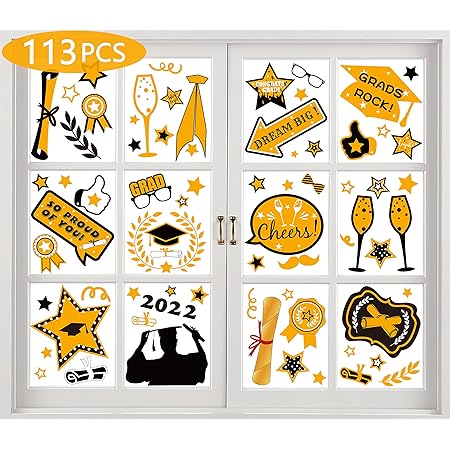 Amazon.com: Whaline 193pcs Graduation Window Sticker Clings Removable ...