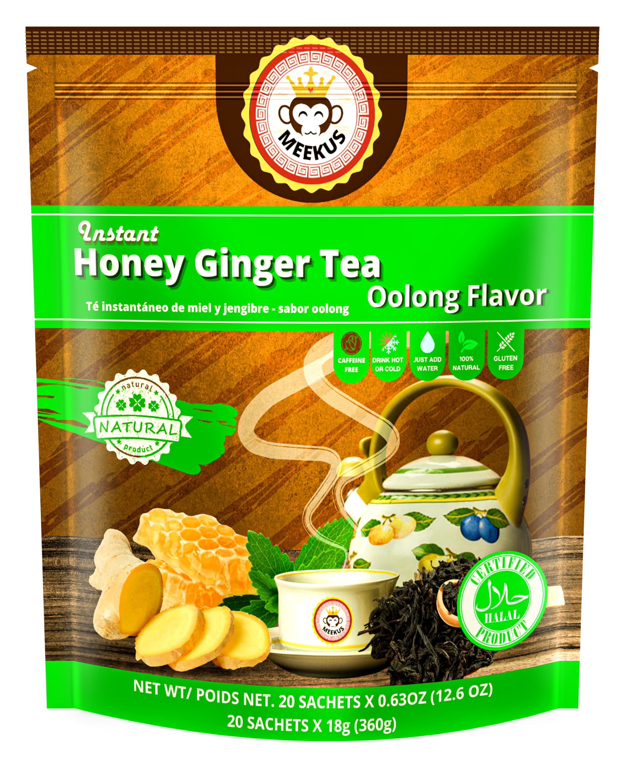 Amazon.com : Meekus Ginger Tea with Honey: Premium Ginger Tea Bags ...