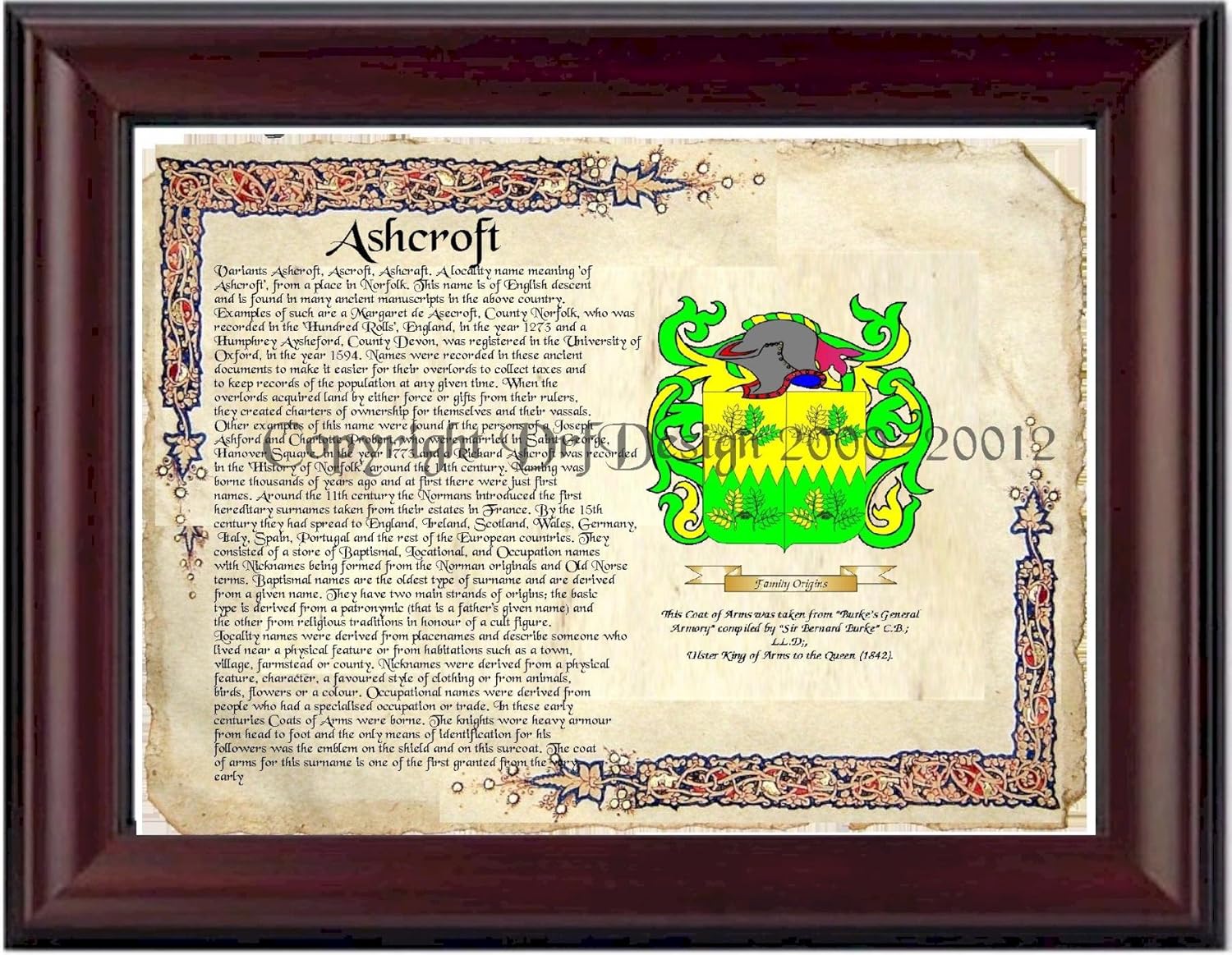Amazon.com: Ashcroft Coat of Arms/ Family History 11" x 13 " Wood ...