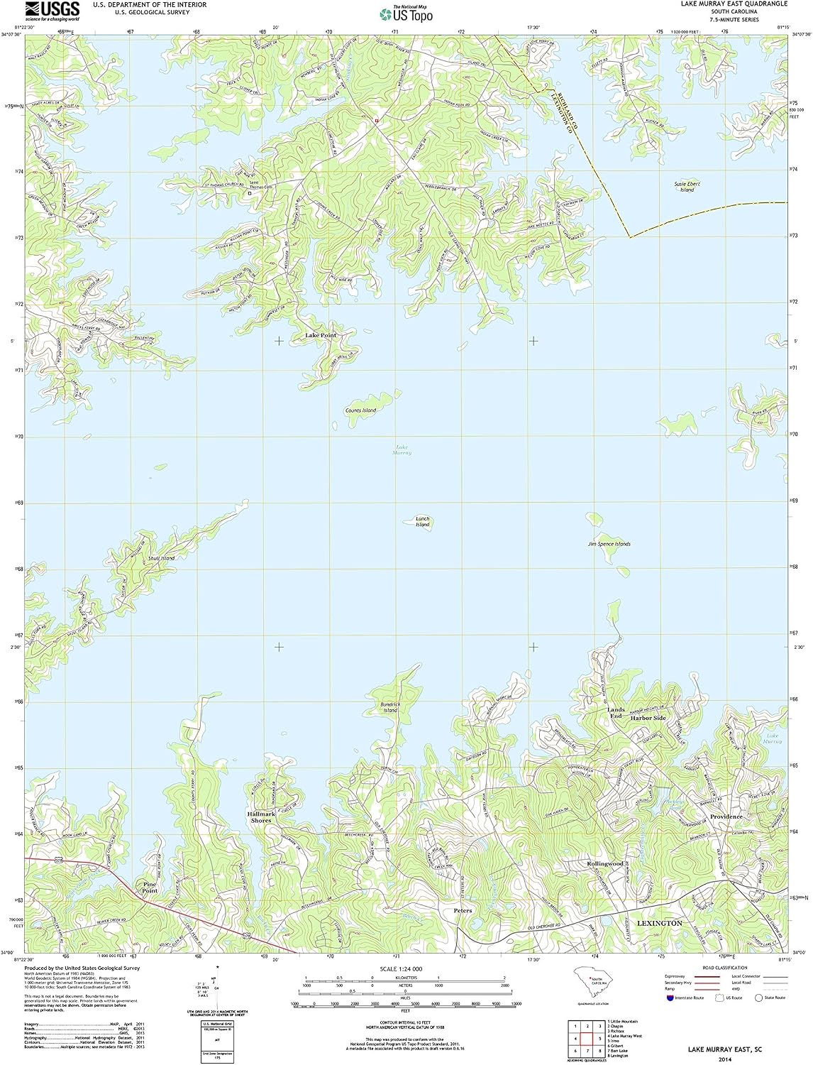 Amazon.com: Topographic Map Print - LAKE MURRAY EAST, SC TNM GEOPDF 7 ...