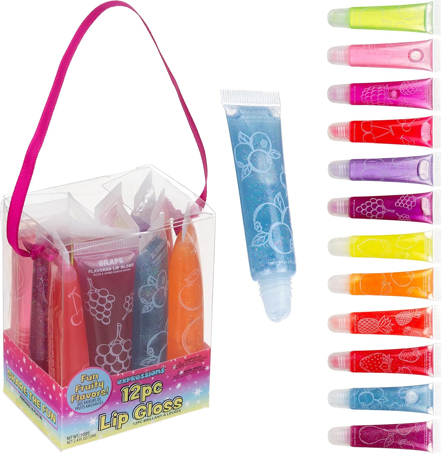 EXPRESSIONS 12 pc Lip Gloss Set, Flavored Lipgloss Squeeze Tubes with ...