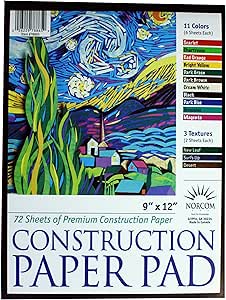 Amazon.com : Norcom Heavyweight Paper, 9 x 12 Inches, 11 Assorted ...