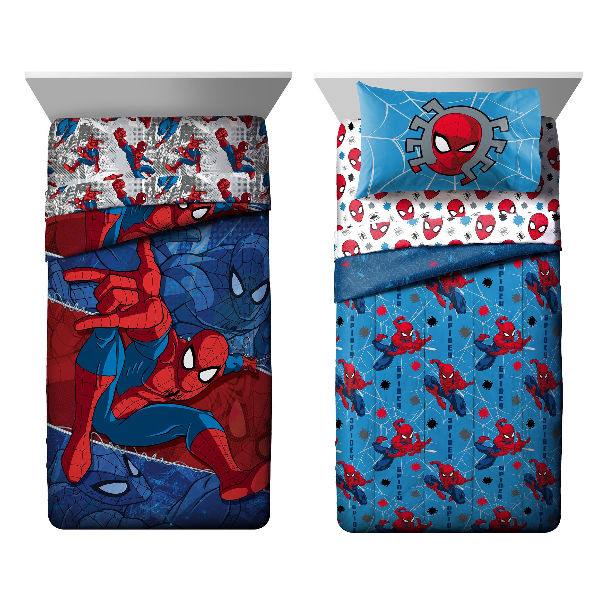 Amazon.com: Jay Franco Spiderman Burst and Spidey Faces 8 Piece Twin ...