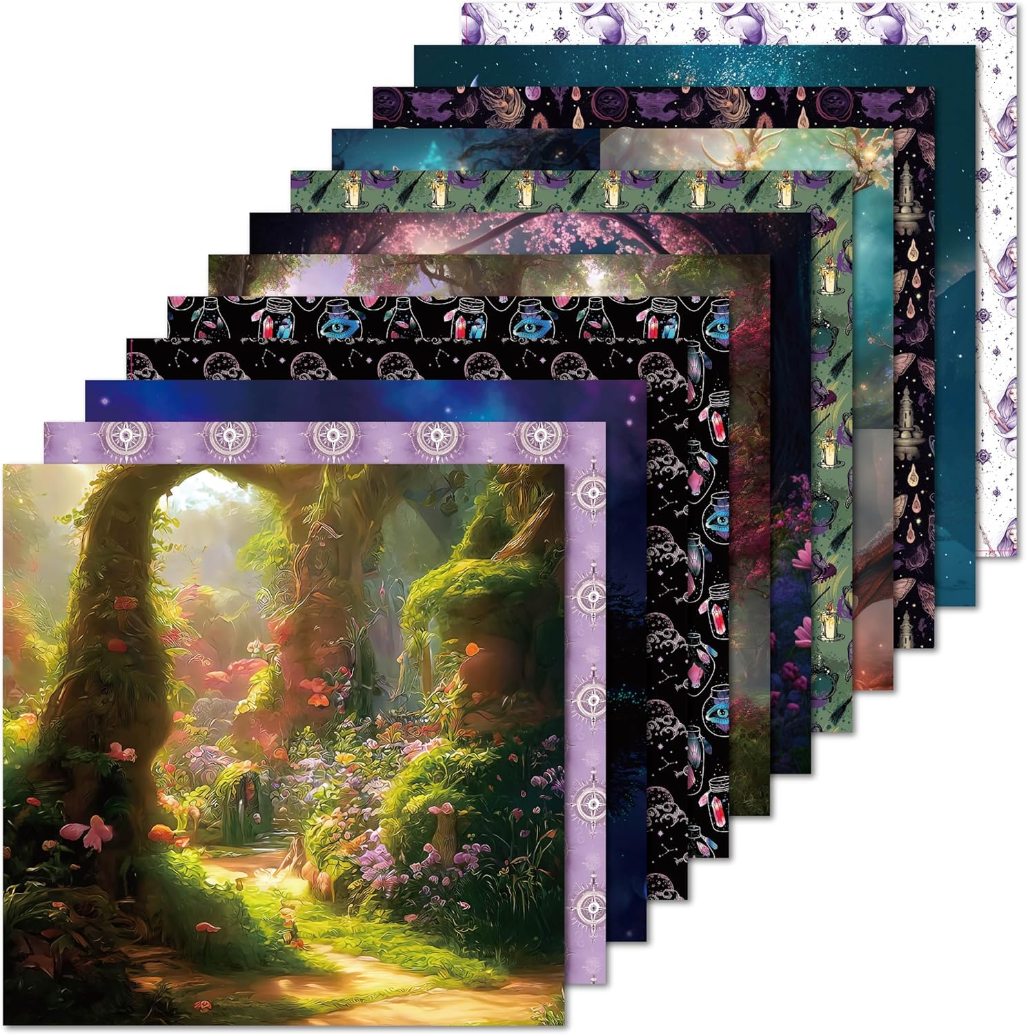 12x12 Fantasy Forest Paper Pad Pack, 36 Sheets, 12 Designs, 180gsm, FSC ...