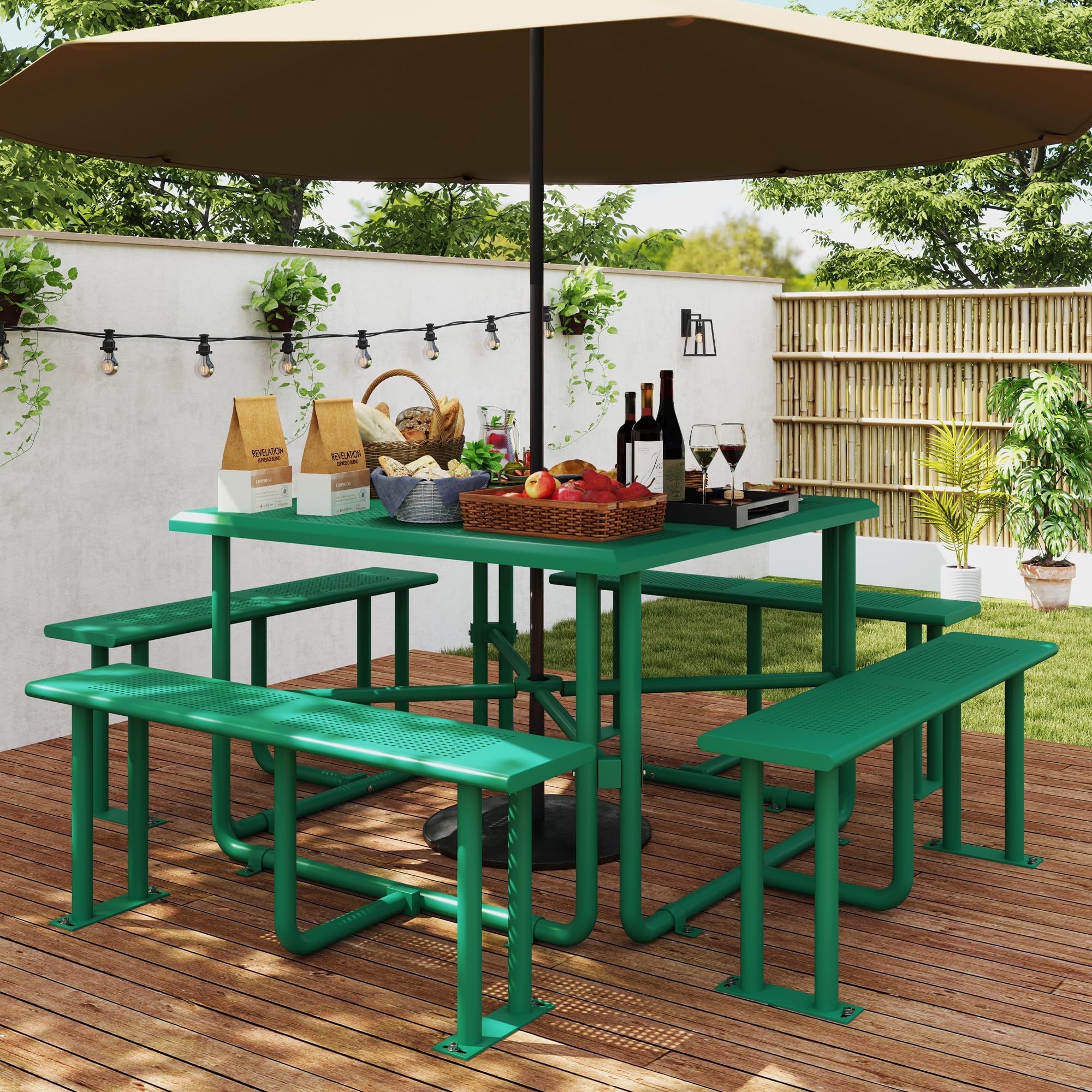 Amazon.com: YITAHOME Heavy Duty Steel Picnic Table, 46" Coated Outdoor ...