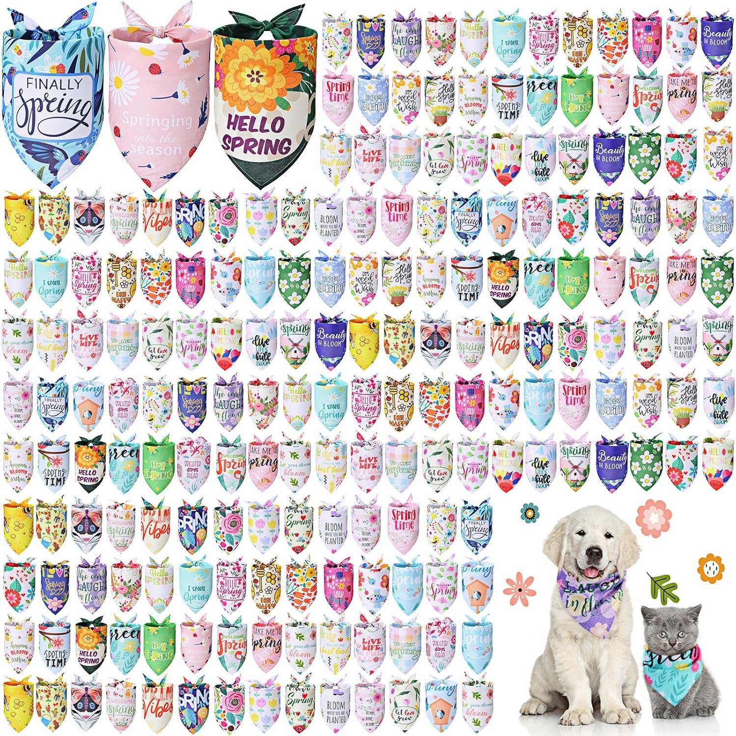 Amazon.com : Bulyoou 500 Pcs Dog Bandanas Bulk for Groomers Spring Summer Pet Bandanas ...