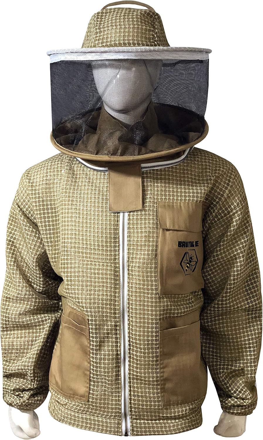 Brutul Bee 3 Layer Ventilated Beekeeping Jacket with Fencing Veil, 2XL ...