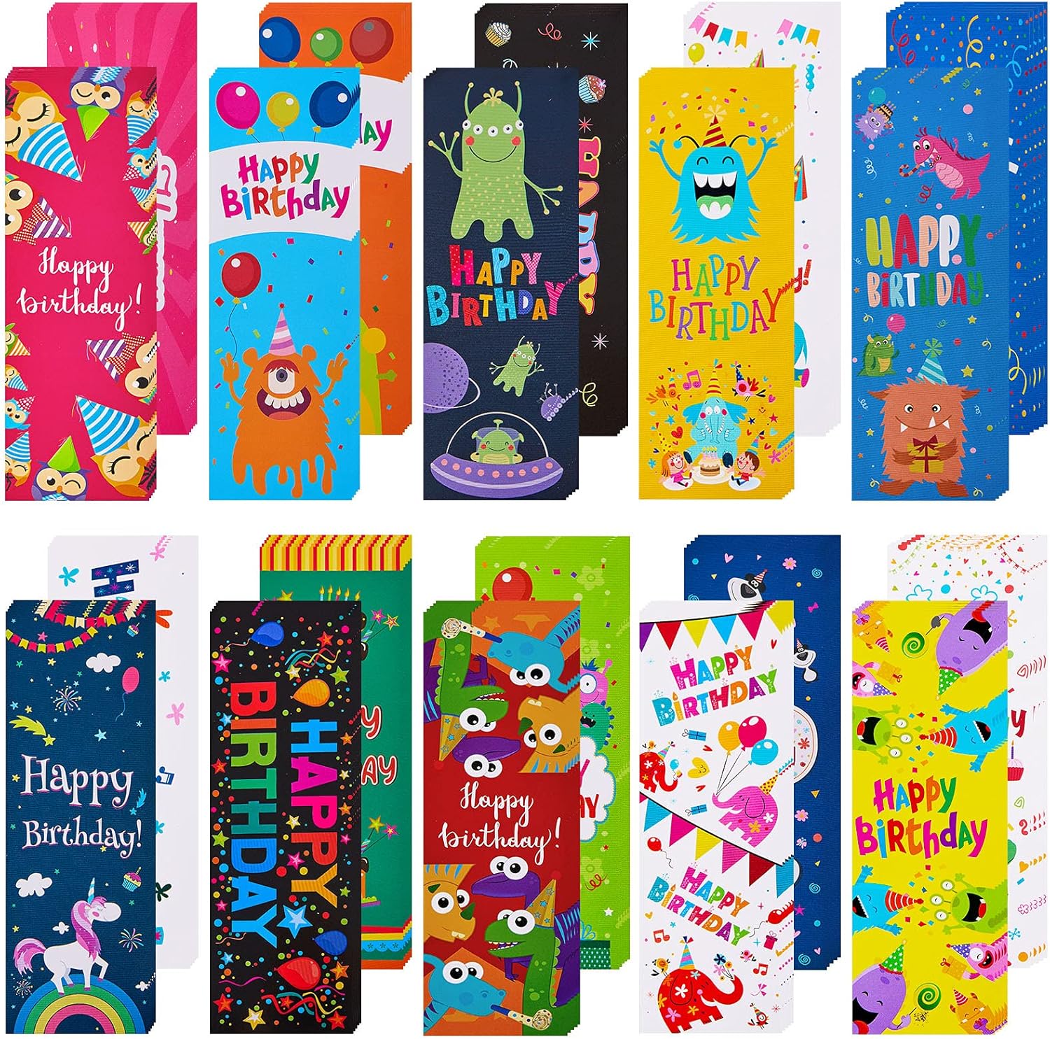 100 Pieces Happy Birthday Bookmarks Laminated Imaginative Colors and ...