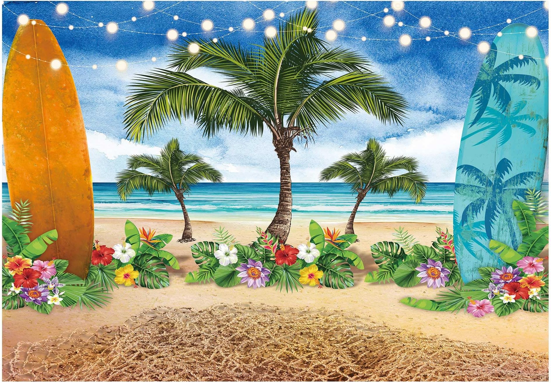 Amazon.com : Dudaacvt 8x6ft Summer sea Backdrop Tropical Beach Plants Photo Backdrop Hawaiian ...