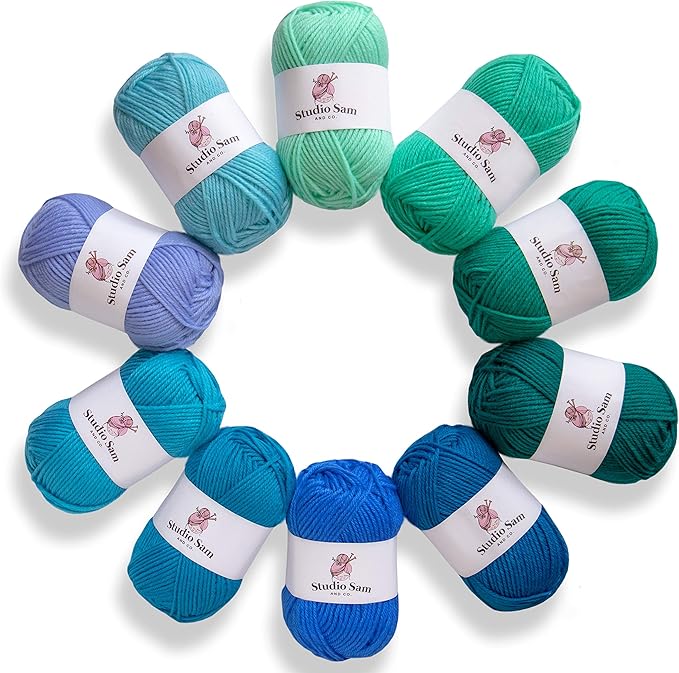 Amazon.com: Studio Sam Acrylic Yarn Set. Ten Large 50g Skeins. Total ...