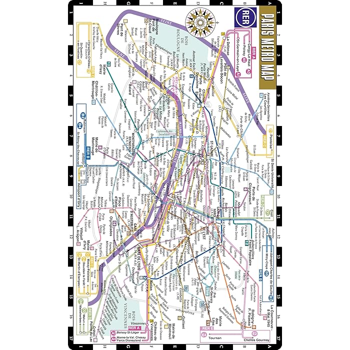 Buy Streetwise Paris Metro Map - Laminated Metro Map of Paris, France ...