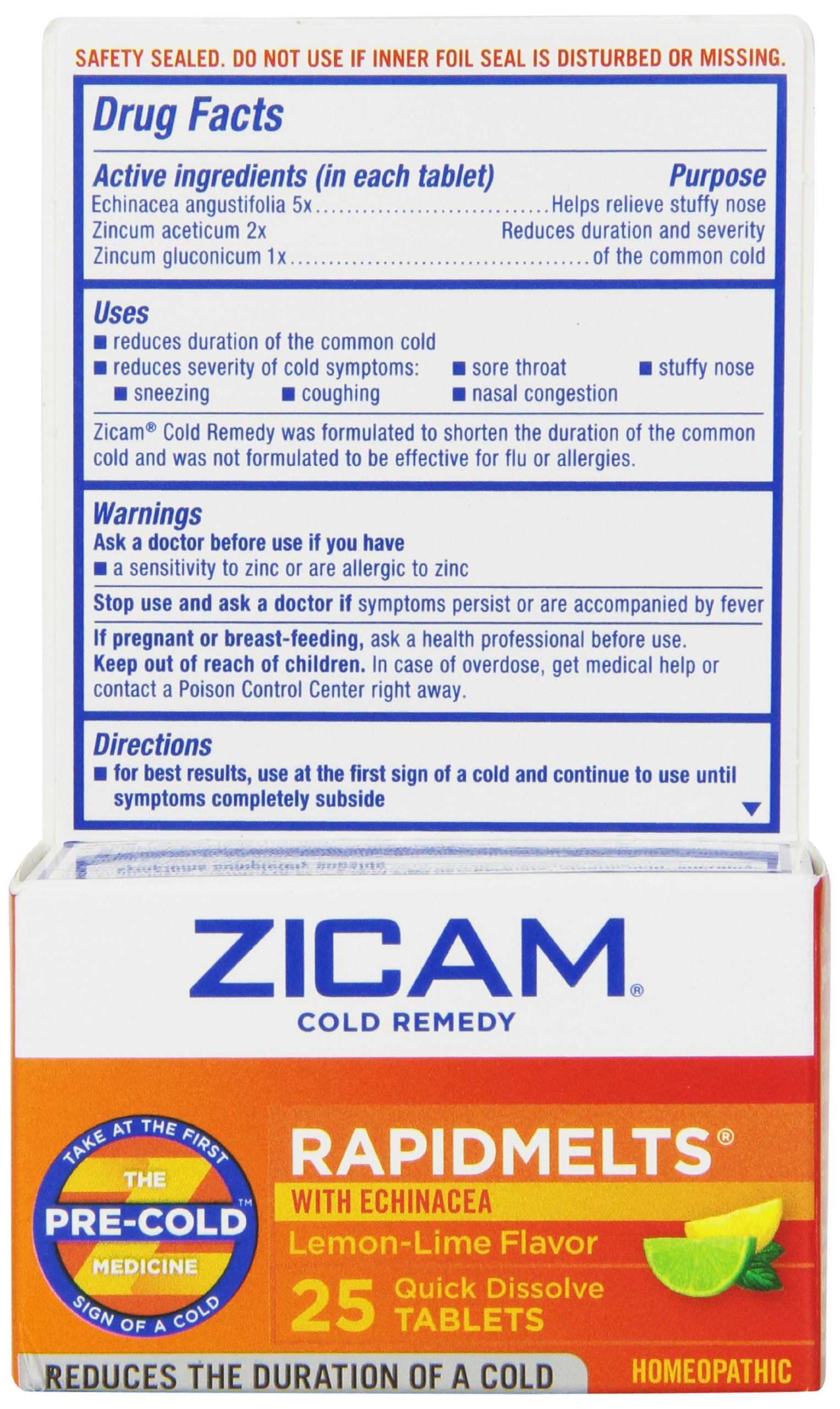 Zicam Cold Remedy Rapidmelts With Echinacea Lemon Lime Flavor Quick ...