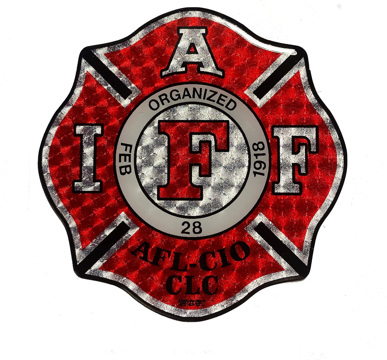 Amazon.com: 4" Original Red Brushed Metal 3D Domed Texture- IAFF ...