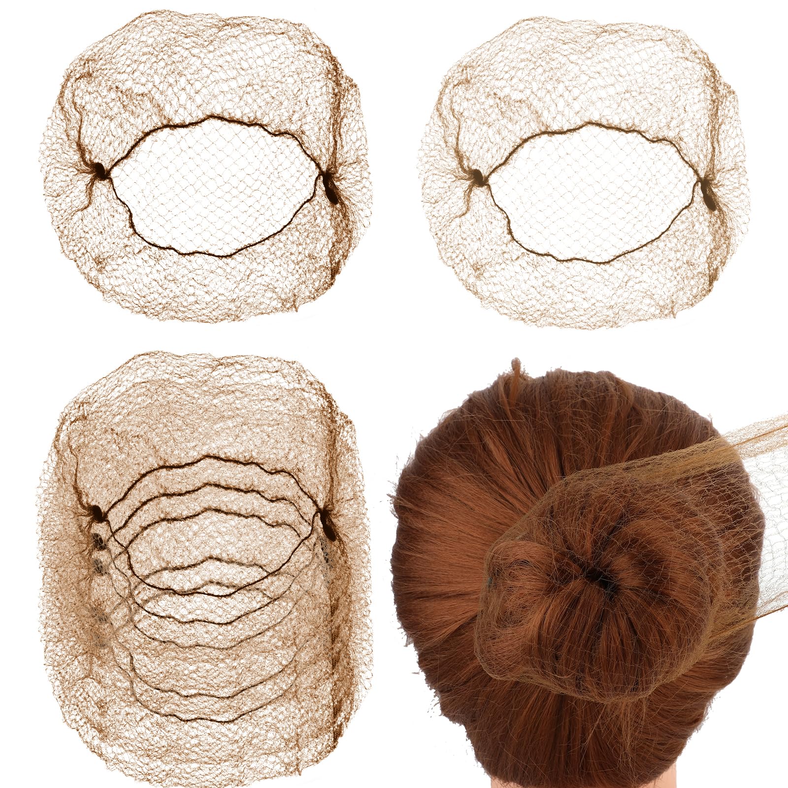 Amazon.com: Prasacco 50 Pieces Hair Nets for Buns, Elastic Edge Mesh ...