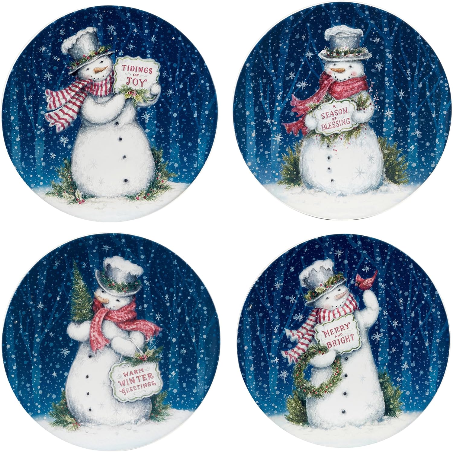 Amazon.com | Certified International Snowman Greetings 11" Dinner ...