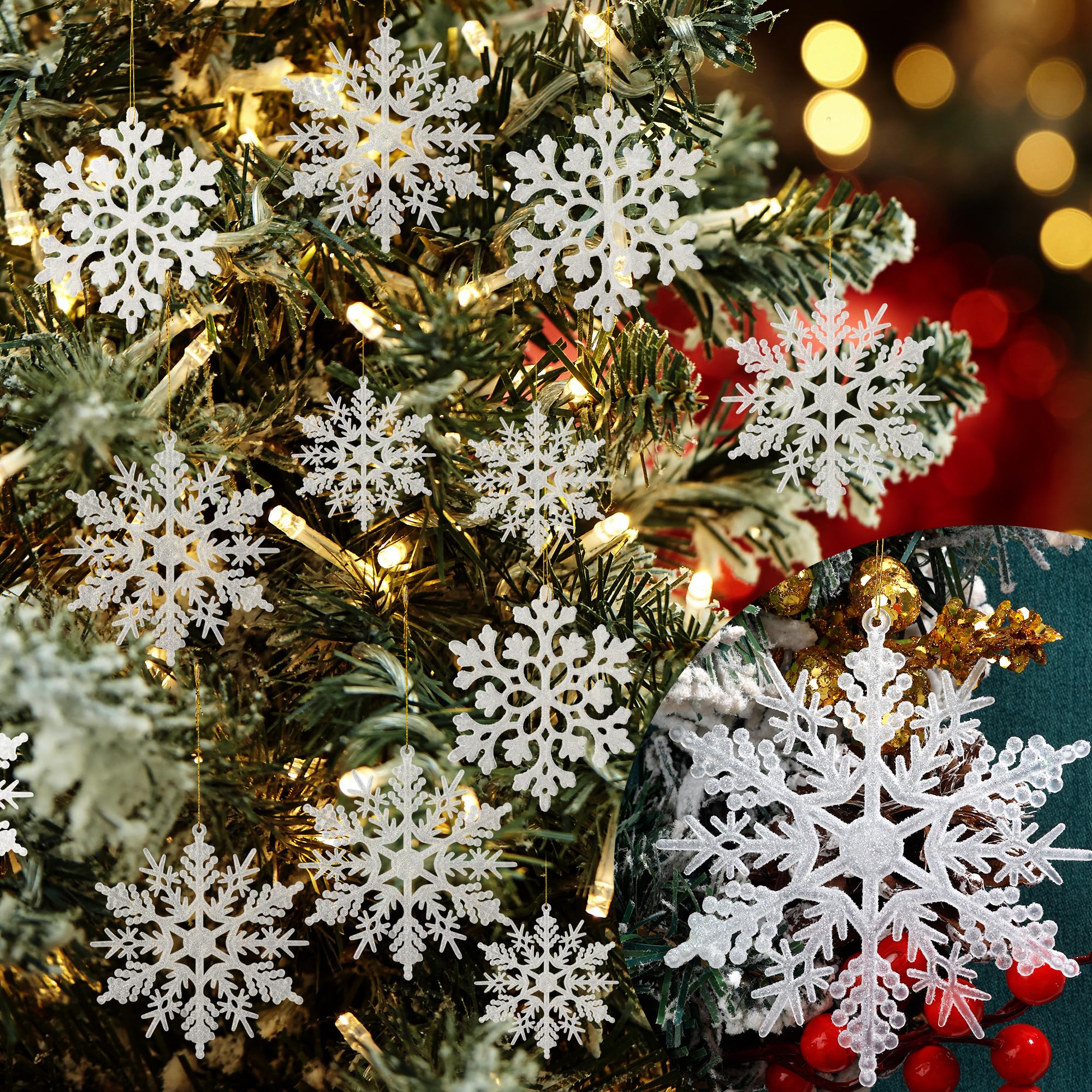 Amazon.com: Snowflake Decorations,36 Pcs White Snowflake Ornaments ...