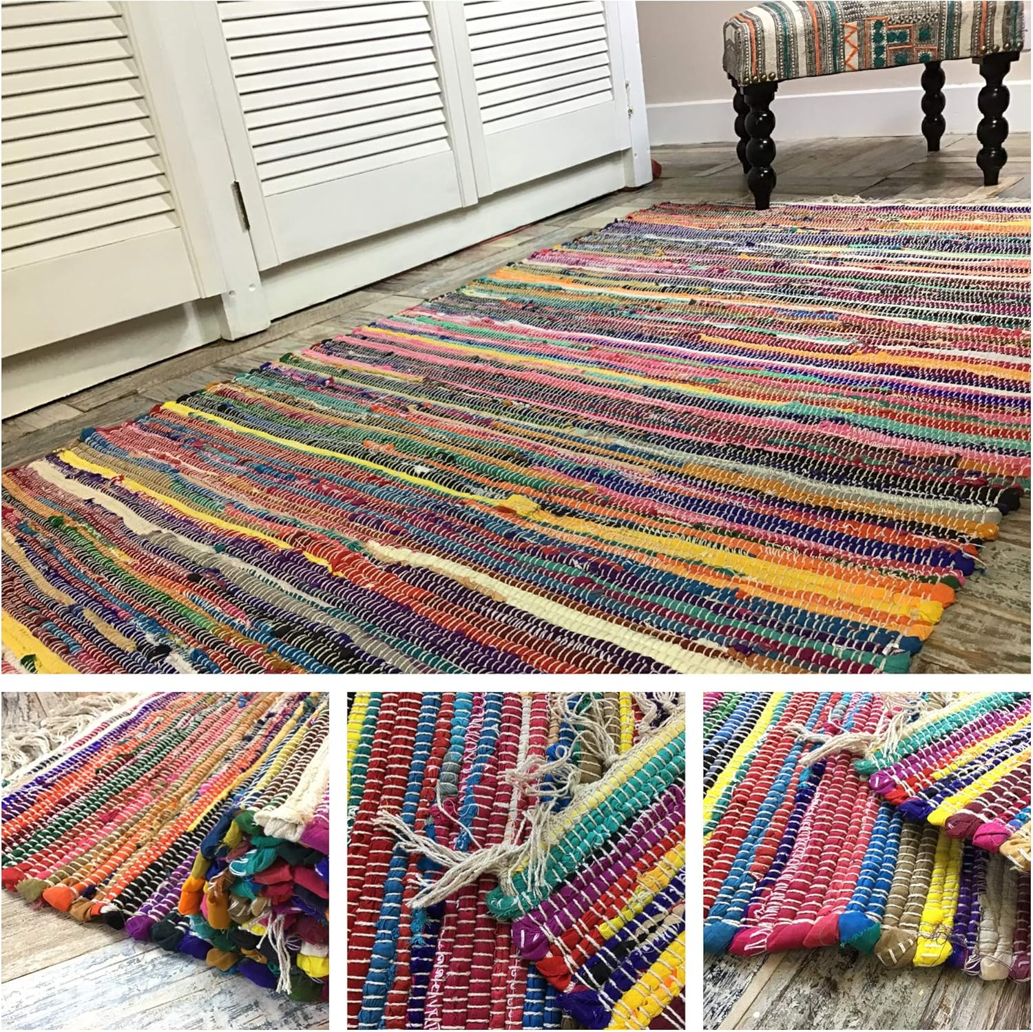Second Nature Online Shanti Extra Large Multi Colour Rag Rug Flat Weave ...