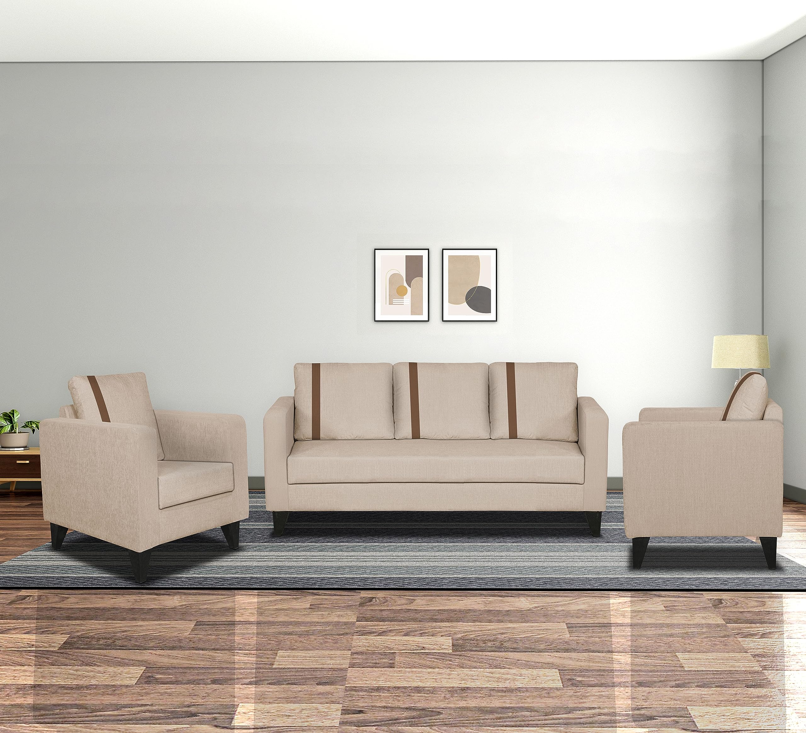 Sofa Architect Alexia Plus 3-1-1 5 Seater Sofa Set (Beige) : Amazon.in ...