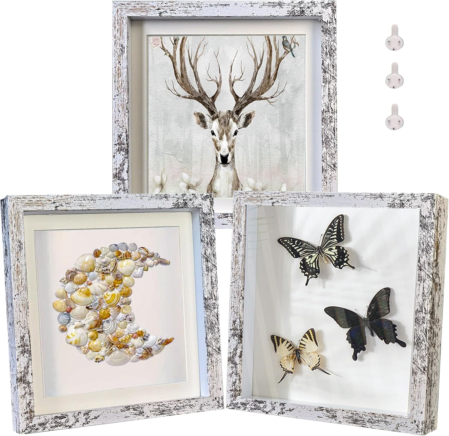 Amazon.com - Houstimi Rustic 8x8 Shadow Box Frame White Shadow Box ...