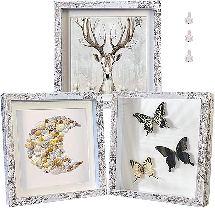 Amazon.com - Houstimi Rustic 8x8 Shadow Box Frame White Shadow Box ...