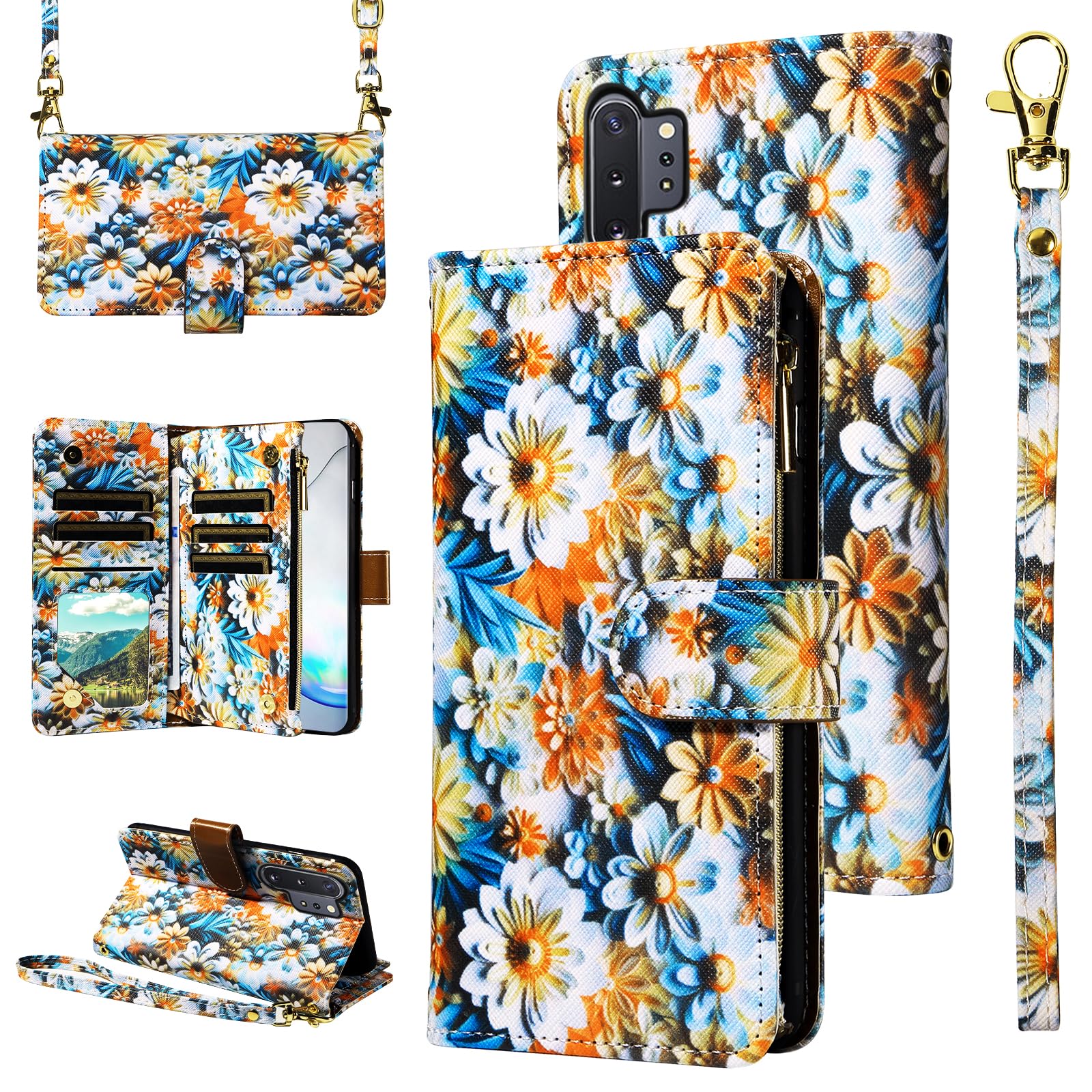 Amazon.com: Furill Wallet Case for Samsung Galaxy Note 10 Plus Note10+ 5G with Wrist Strap ...