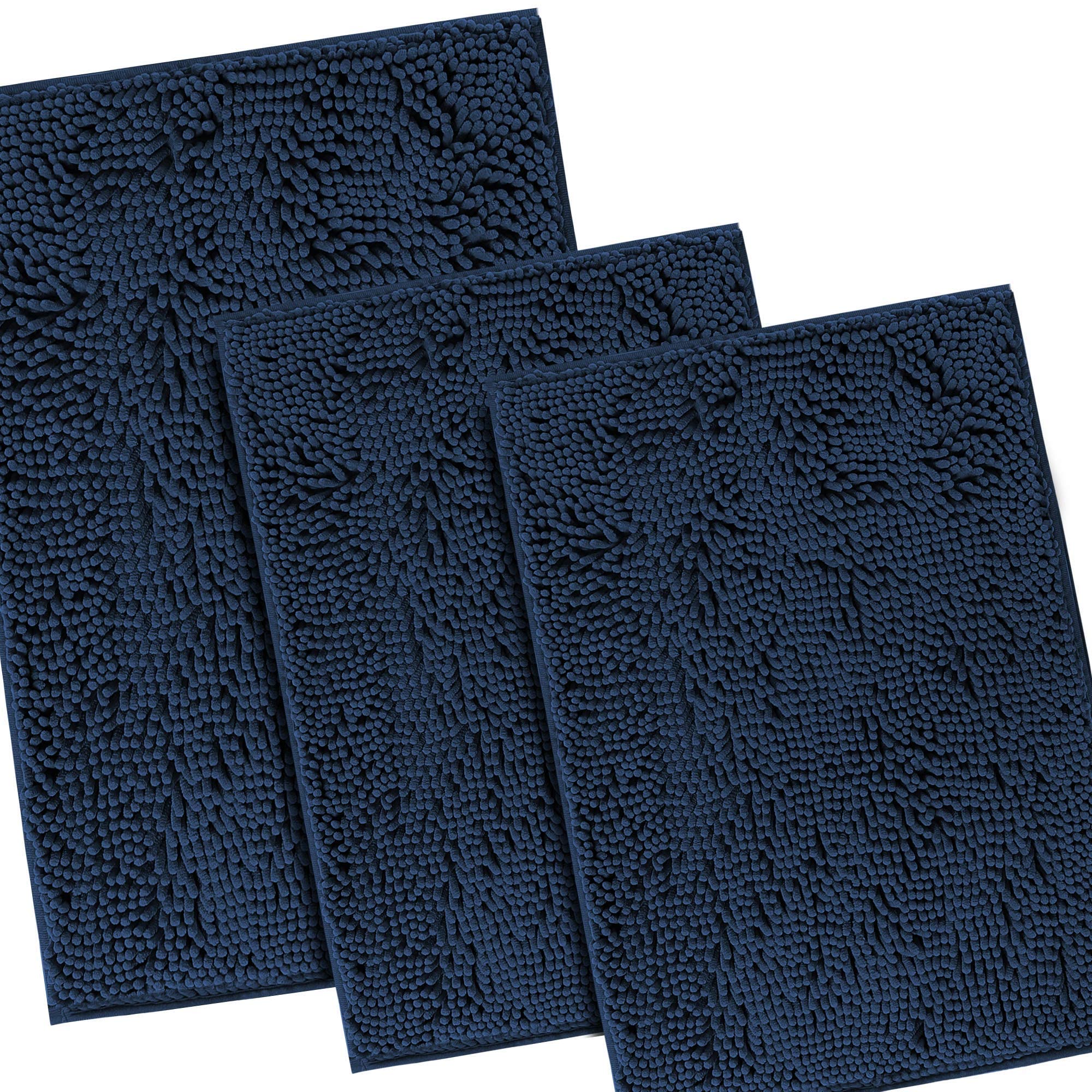 Amazon.com: H.VERSAILTEX Luxury Chenille Navy Bathroom Rug Mat 17” x 24 ...