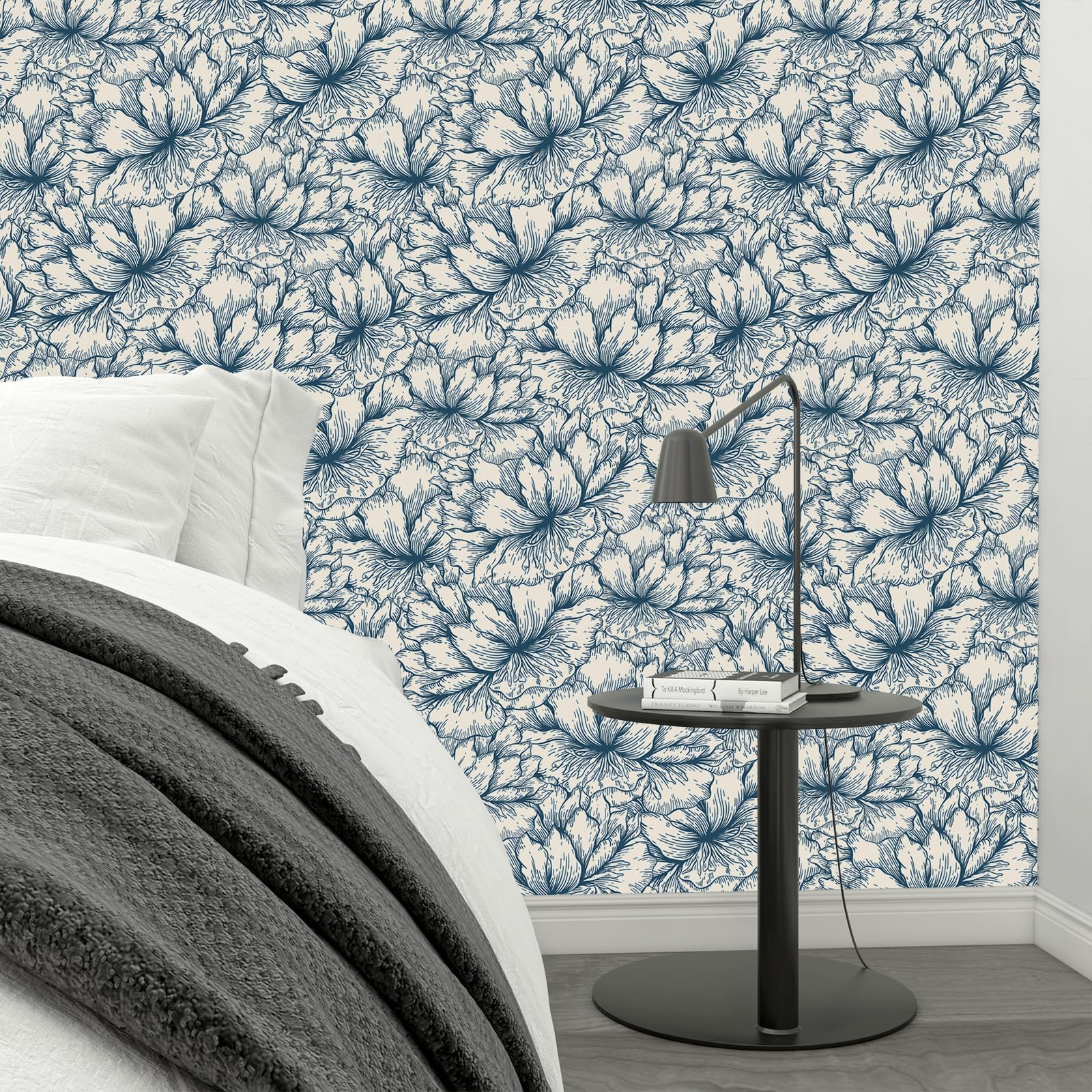 Wallink Contact Paper Blue and White Hydrangea Floral Wallpaper 17.5 ...