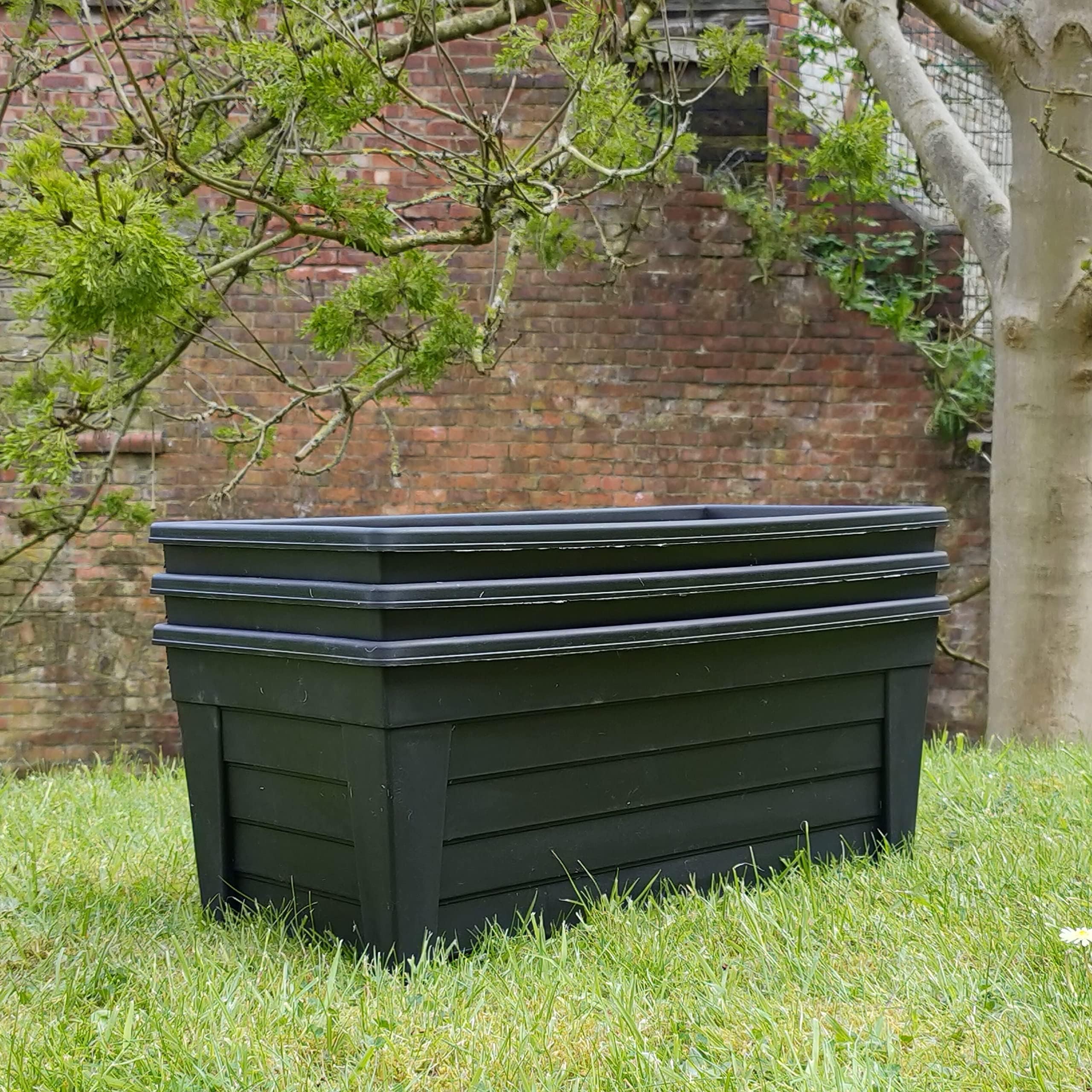 COS 55cm Ebony Trough Planter - Long Plastic Planter Pot for Indoor and ...