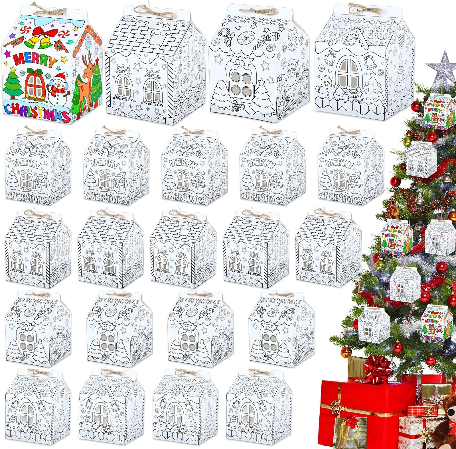 Amazon.com: 24Pcs Christmas Gingerbread House Coloring Craft Kits ...