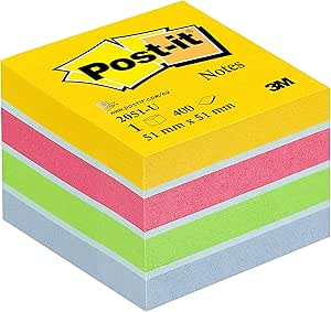 Post-it Notes Mini Cube, Ultra Colours, 51 mm x 51 mm, 400 Sheets ...