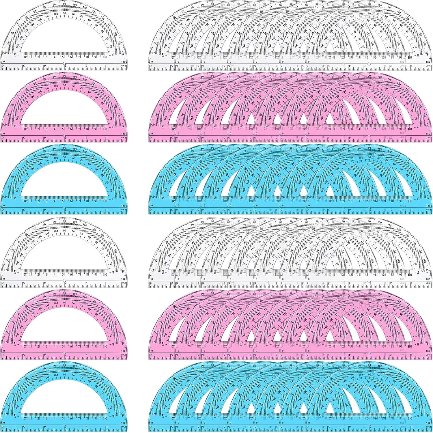 Amazon.com : Mimorou 48 Pack Plastic Protractor 6 Inches 180 Degrees ...