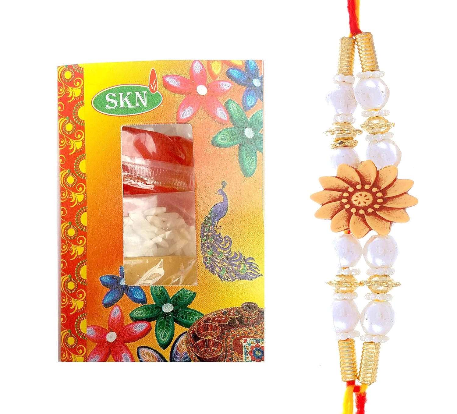 SKN Jewellery Special Rakhi Roli Chandan Tilak Puja Card Pack with Free ...