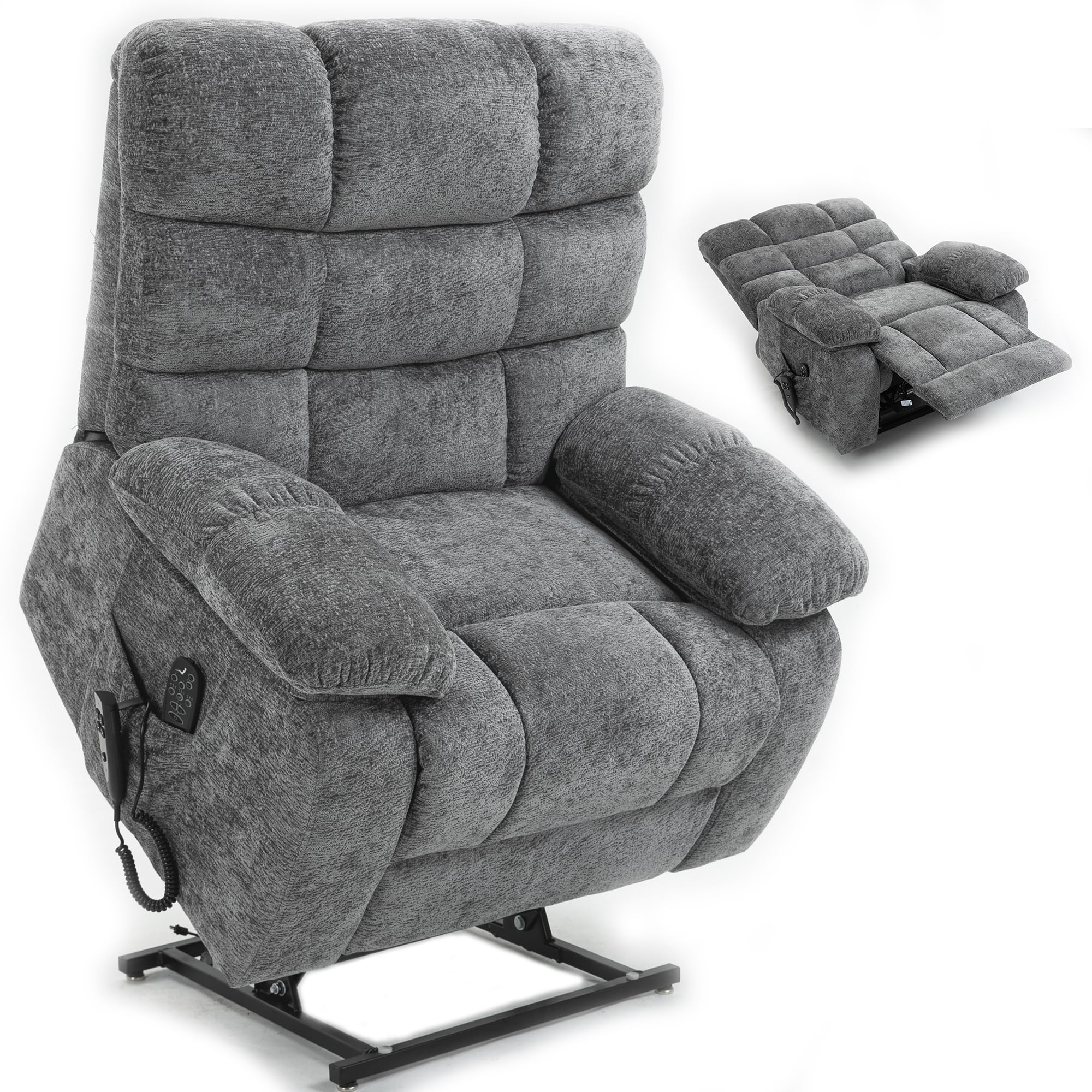 Amazon.com: HBUI Easeful Extra Wide Recliner/Massage Chair Recliner with Lumbar Heating ...