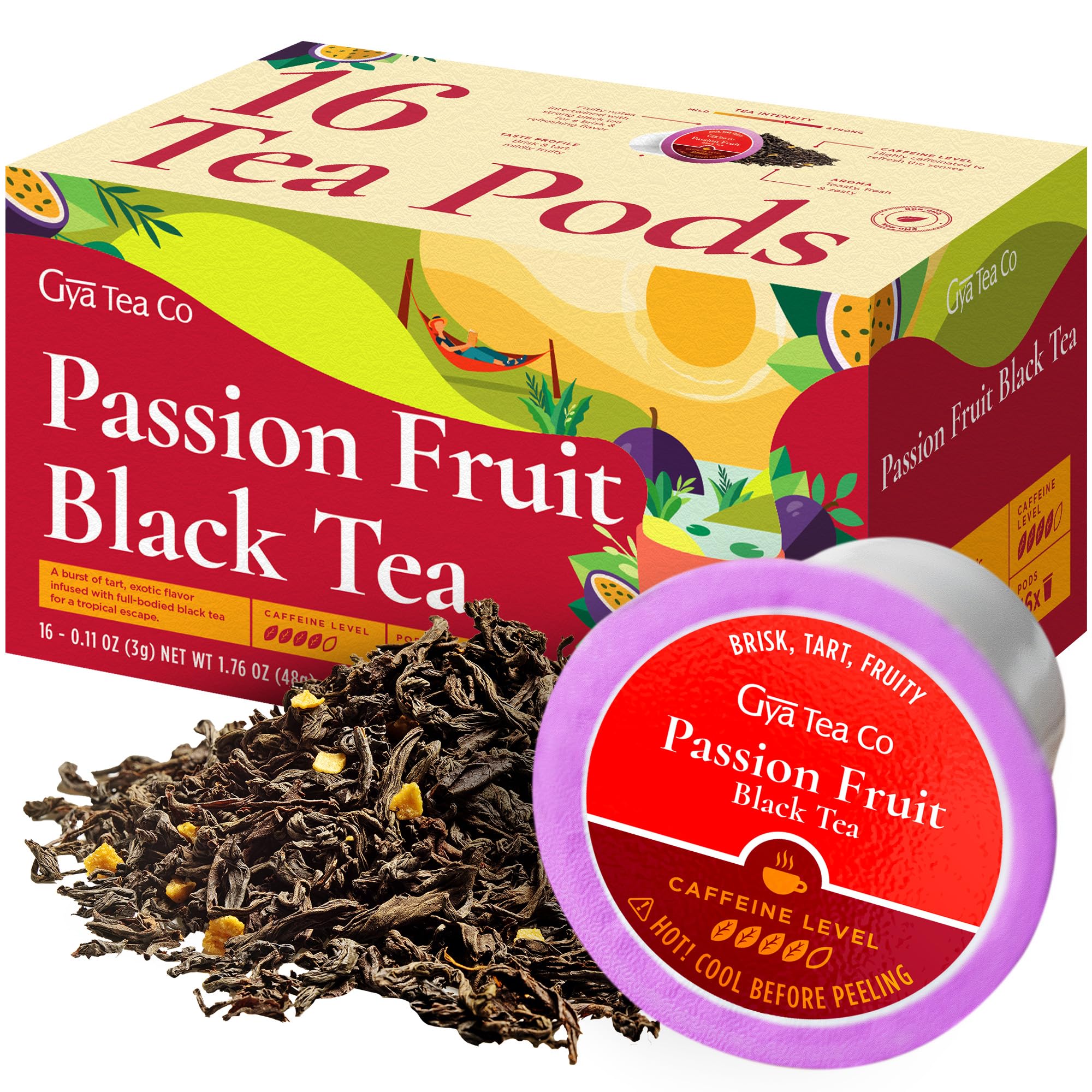 Amazon.com : Gya Tea Co Passion Fruit Black Tea Pod (16 ct) - High ...