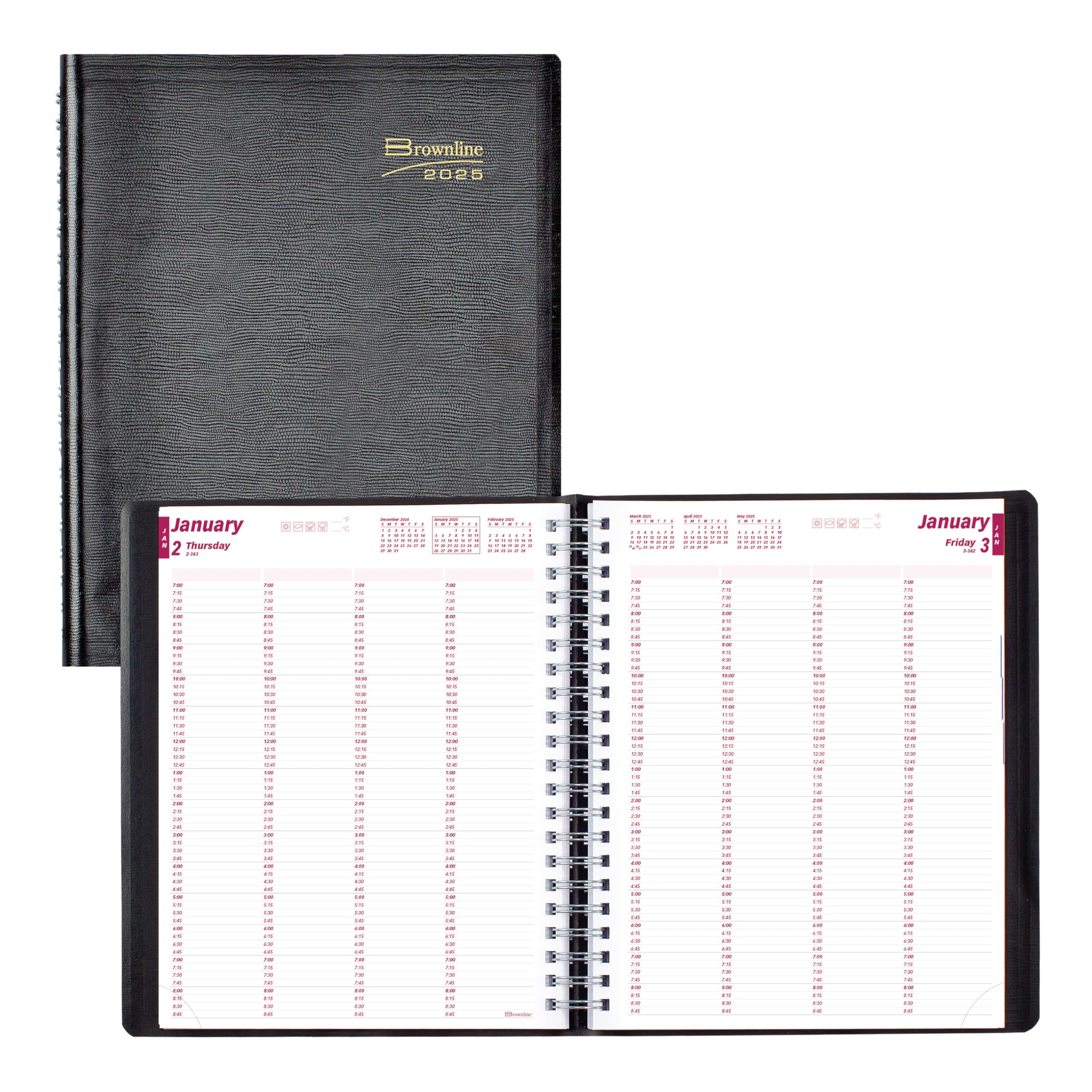Brownline® 2025 Essential Daily Professional Planner, Four-Person ...