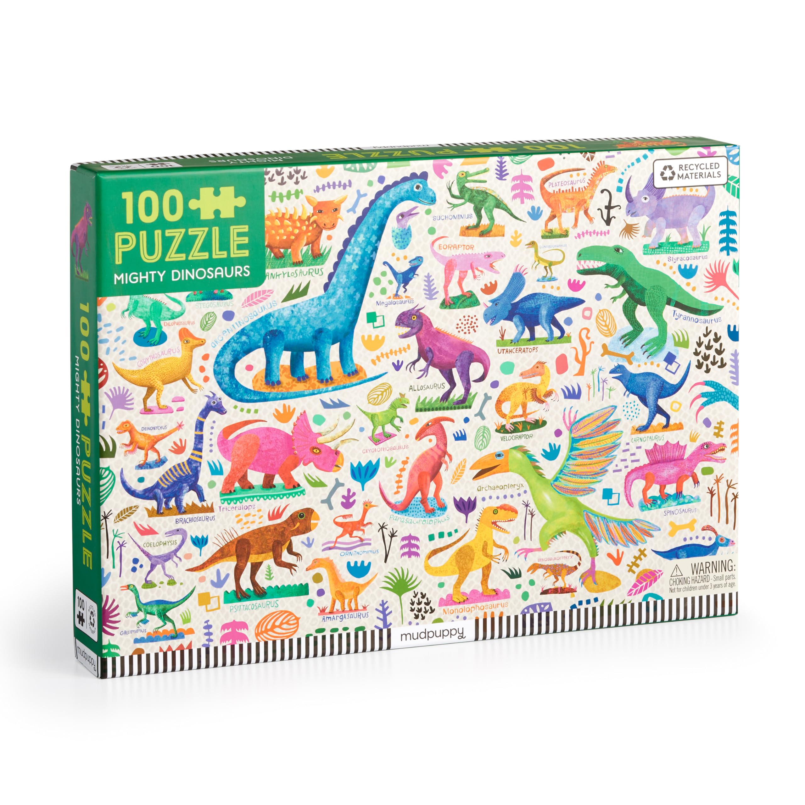 Amazon.com: Mudpuppy Mighty Dinosaurs 100 Piece Puzzle – 100 Piece ...