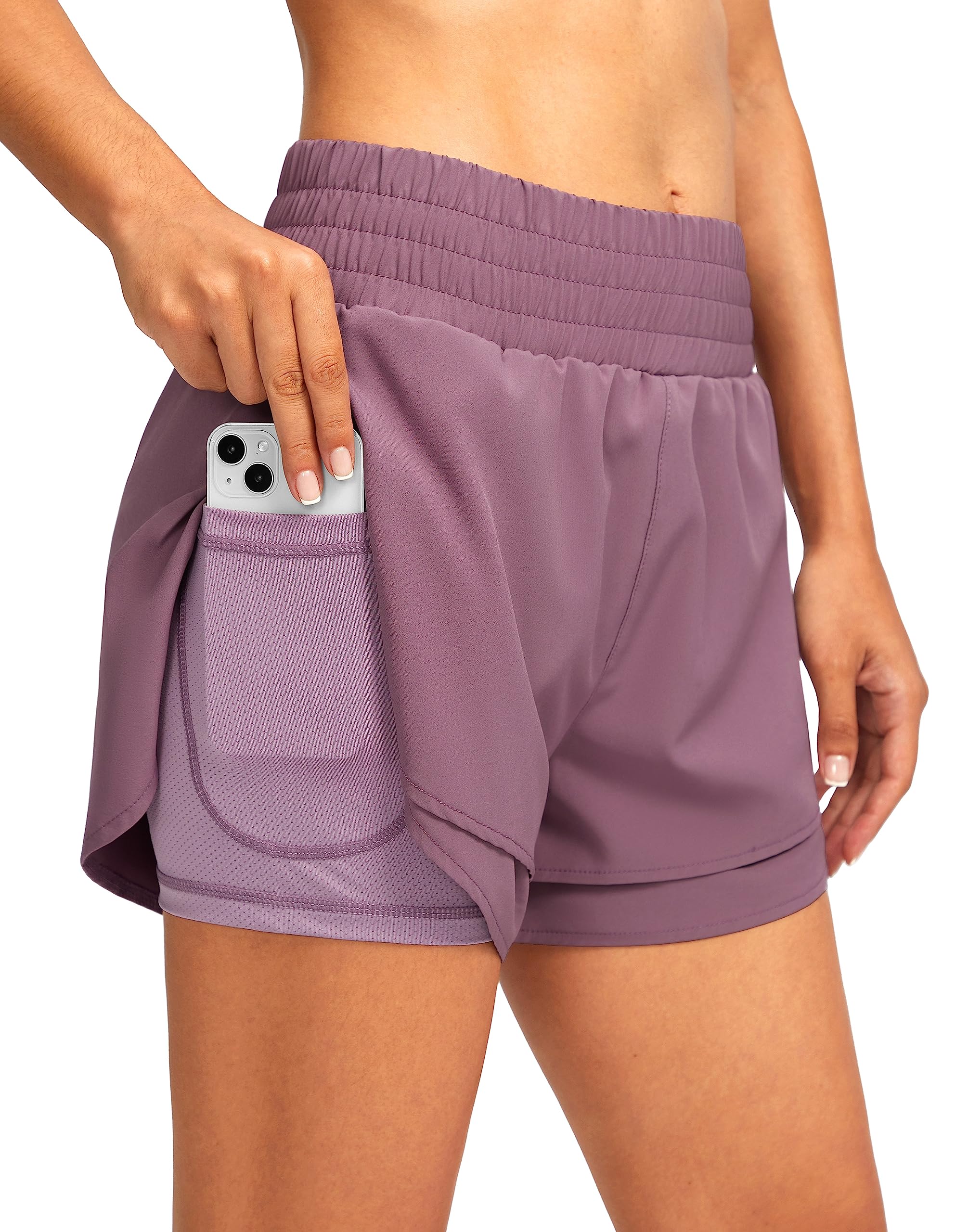 Snapklik.com : Soothfeel Womens 2 In 1 Running Shorts High Waisted ...