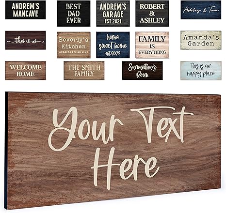 Amazon.com: Personalized Signs for Home, Custom Sign with Any Text, 3 ...