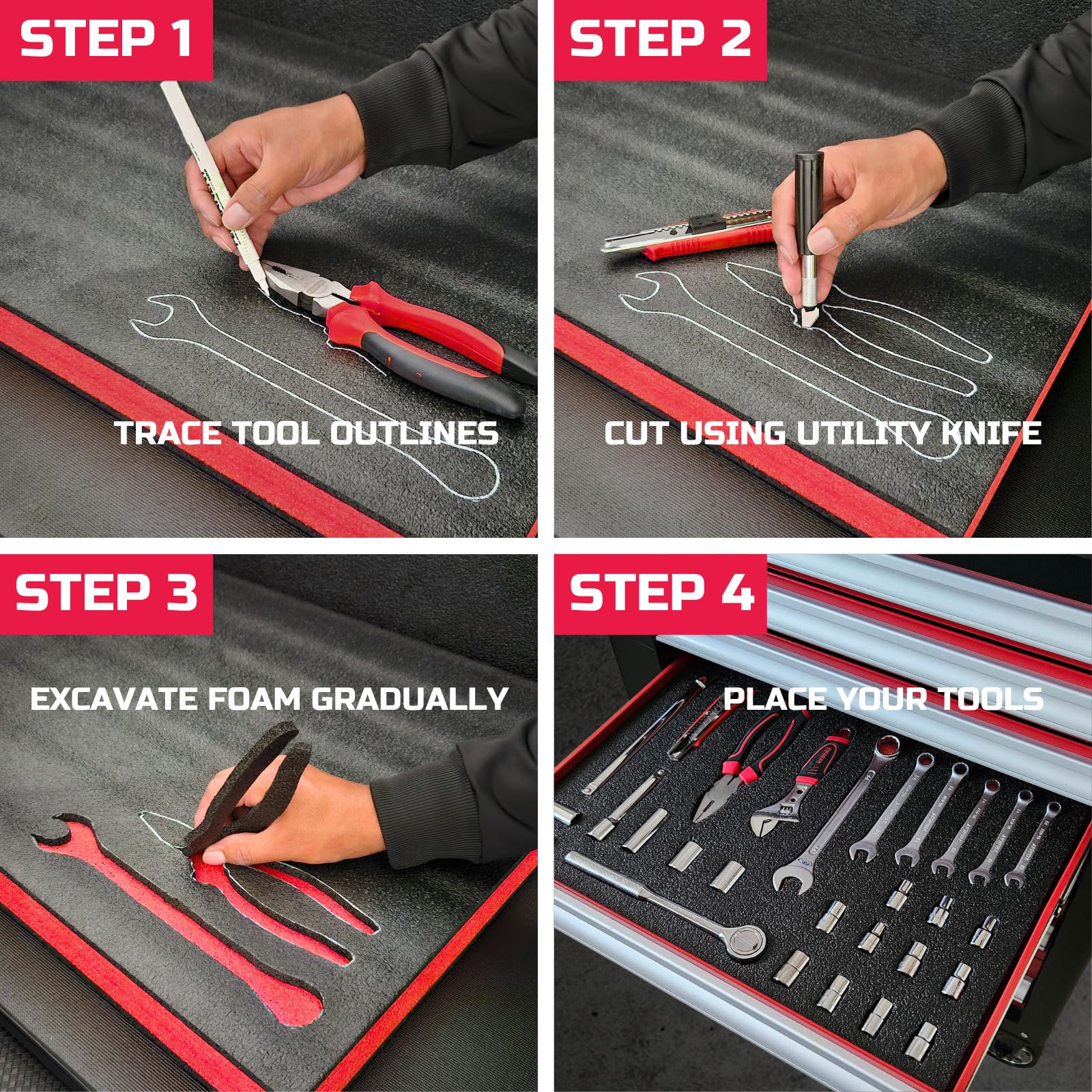 Snapklik.com : Tool Box Foam 6Pack 16x12x1 Inch, Foam Inserts For Cases ...