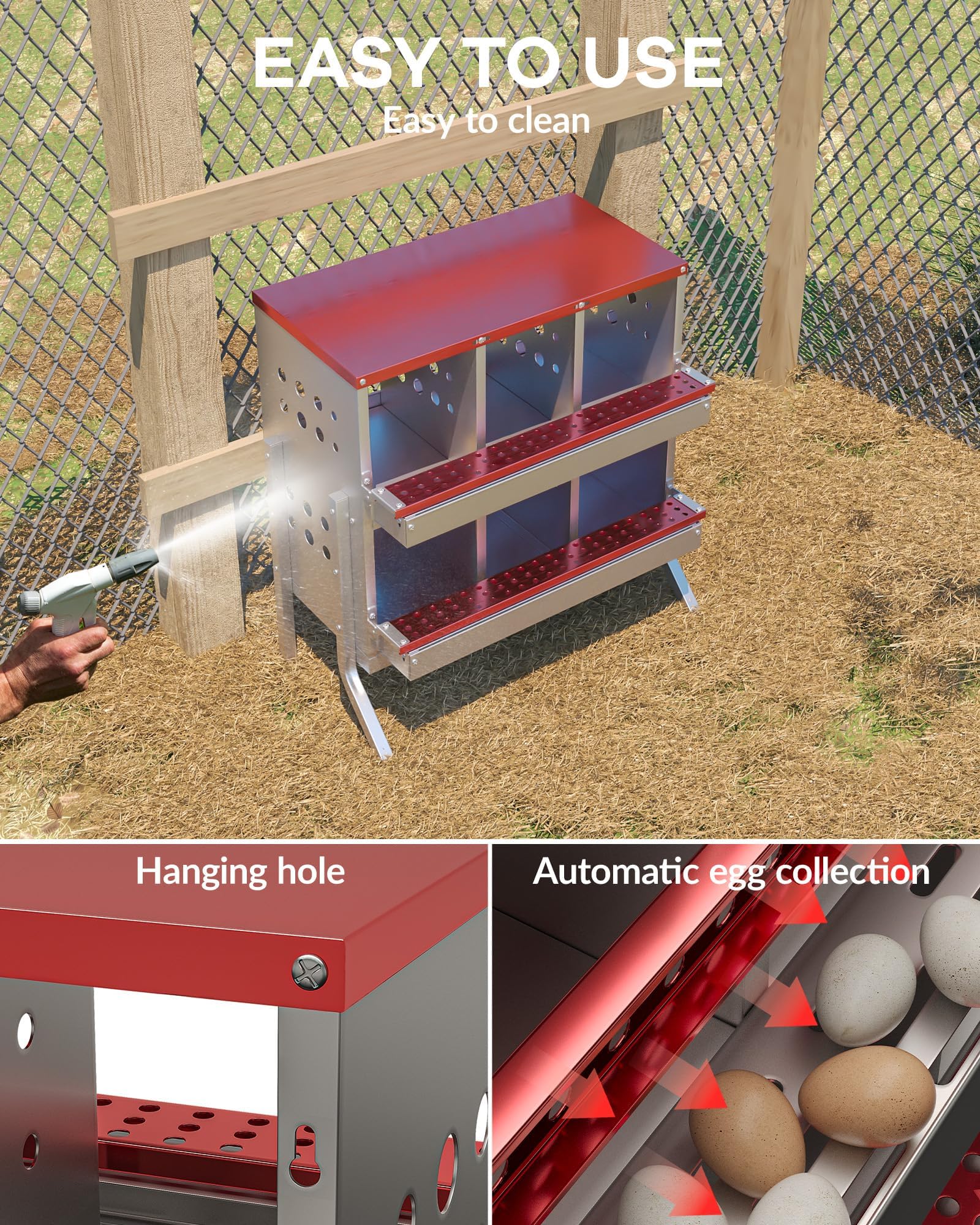 Snapklik.com : Chicken Nesting Boxes 6 Compartments, Metal Chicken ...