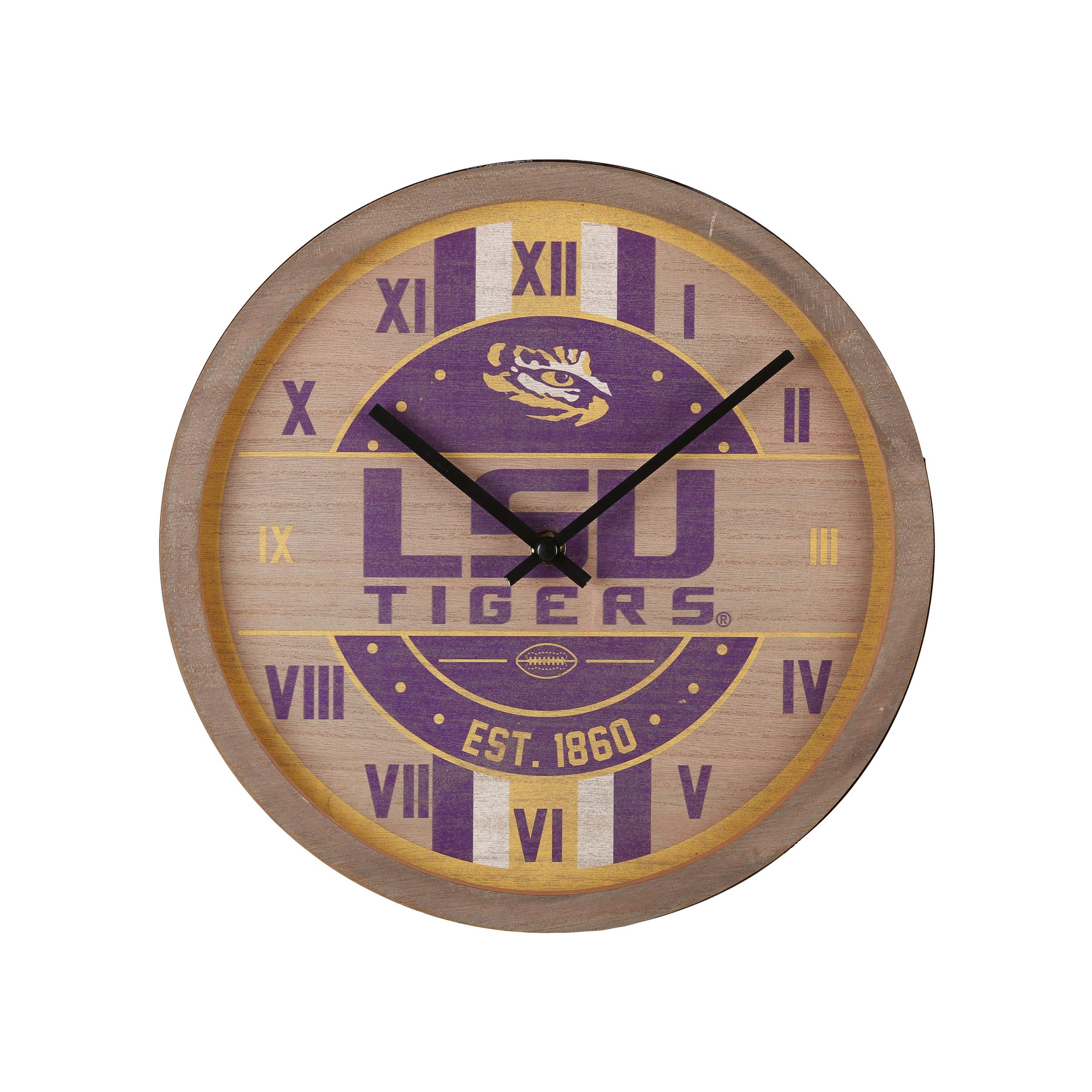 FOCO LSU Tigers NCAA Barrel Wall Clock
