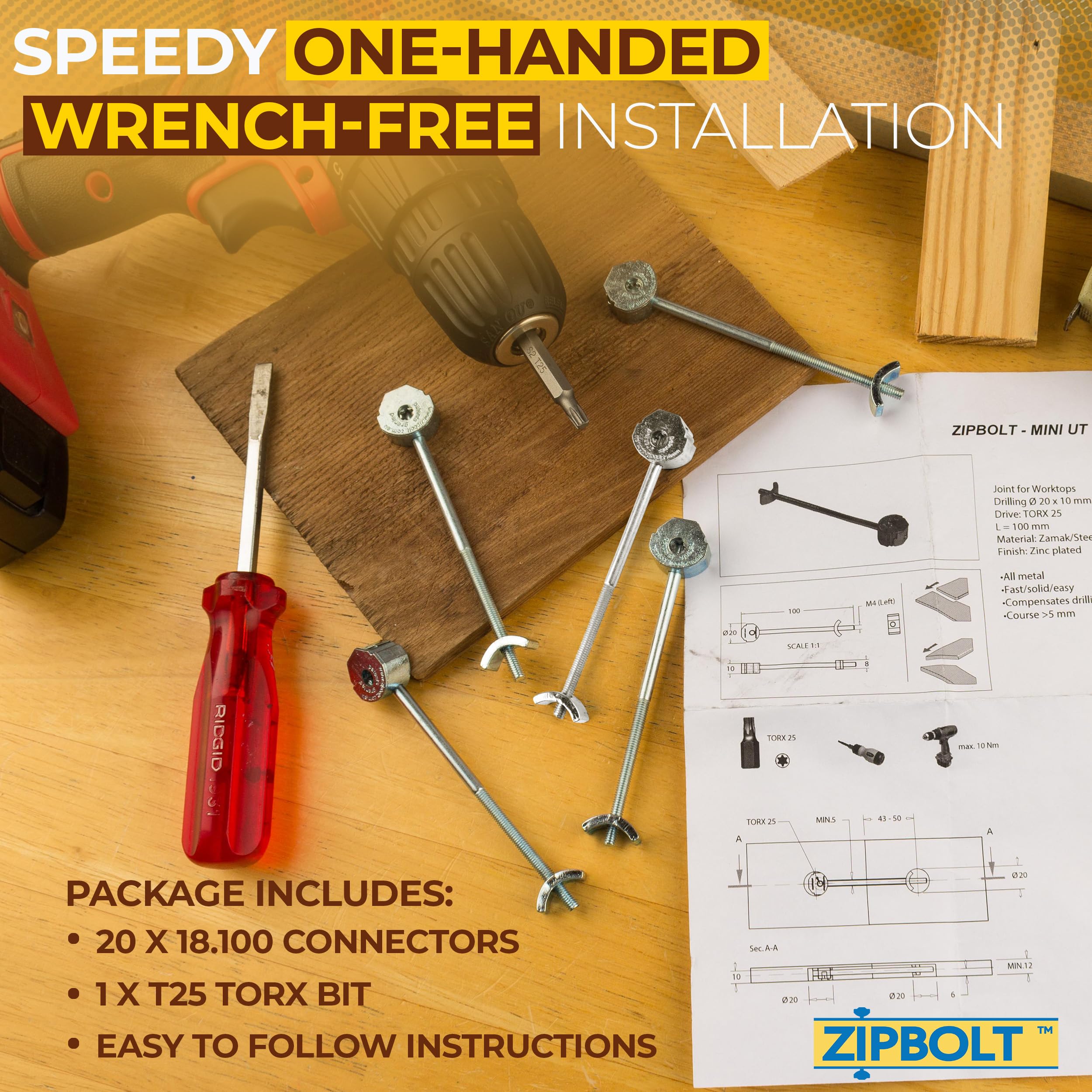 Snapklik.com : Zipbolt 18.100 Ultra Slim Countertop Miter Connector 20 ...