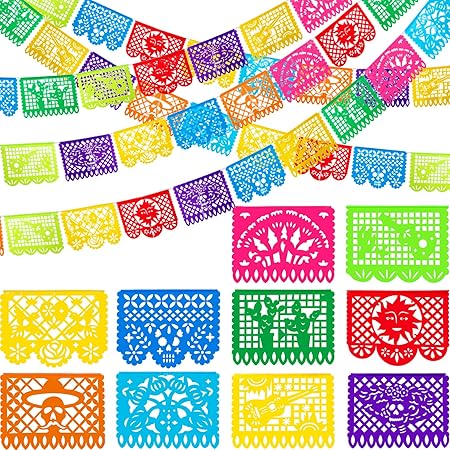 Amazon.com: 5 Pk Fiesta Party Decorations, Papel Picado Banner 60 ft ...
