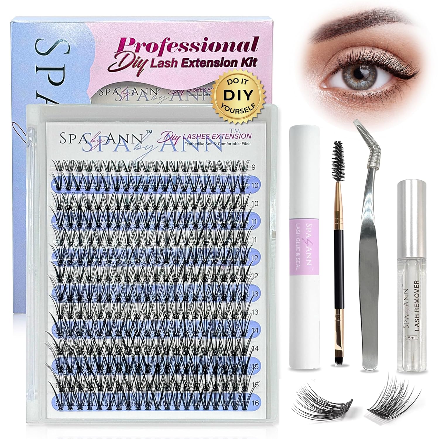 Amazon.com: Spa By Ann DIY Lash Extension Kit | Clump-Free Silk Lash ...