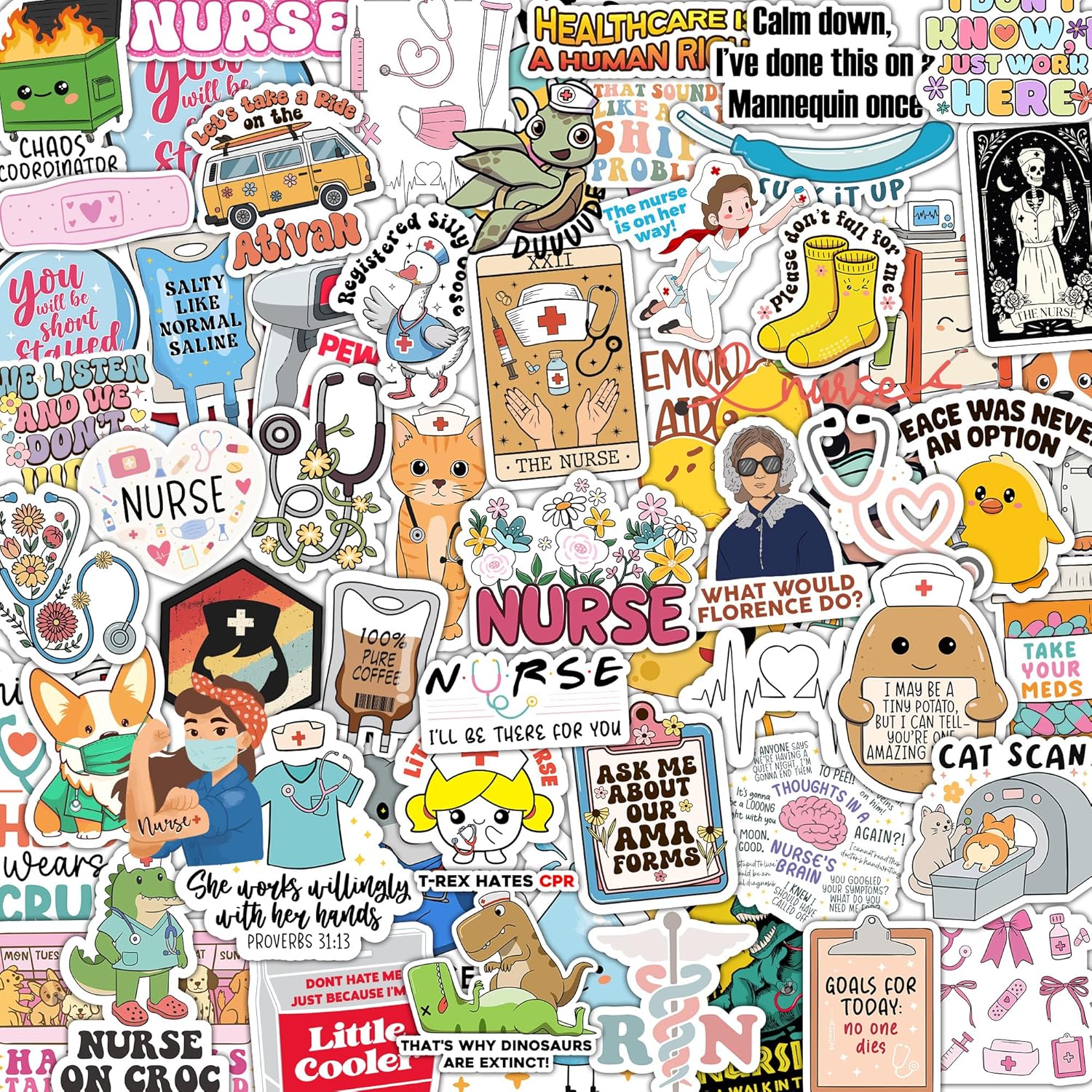 Amazon.com: 120Pcs Funny Nurse Stickers, Nursing Gift by Puraesla ...