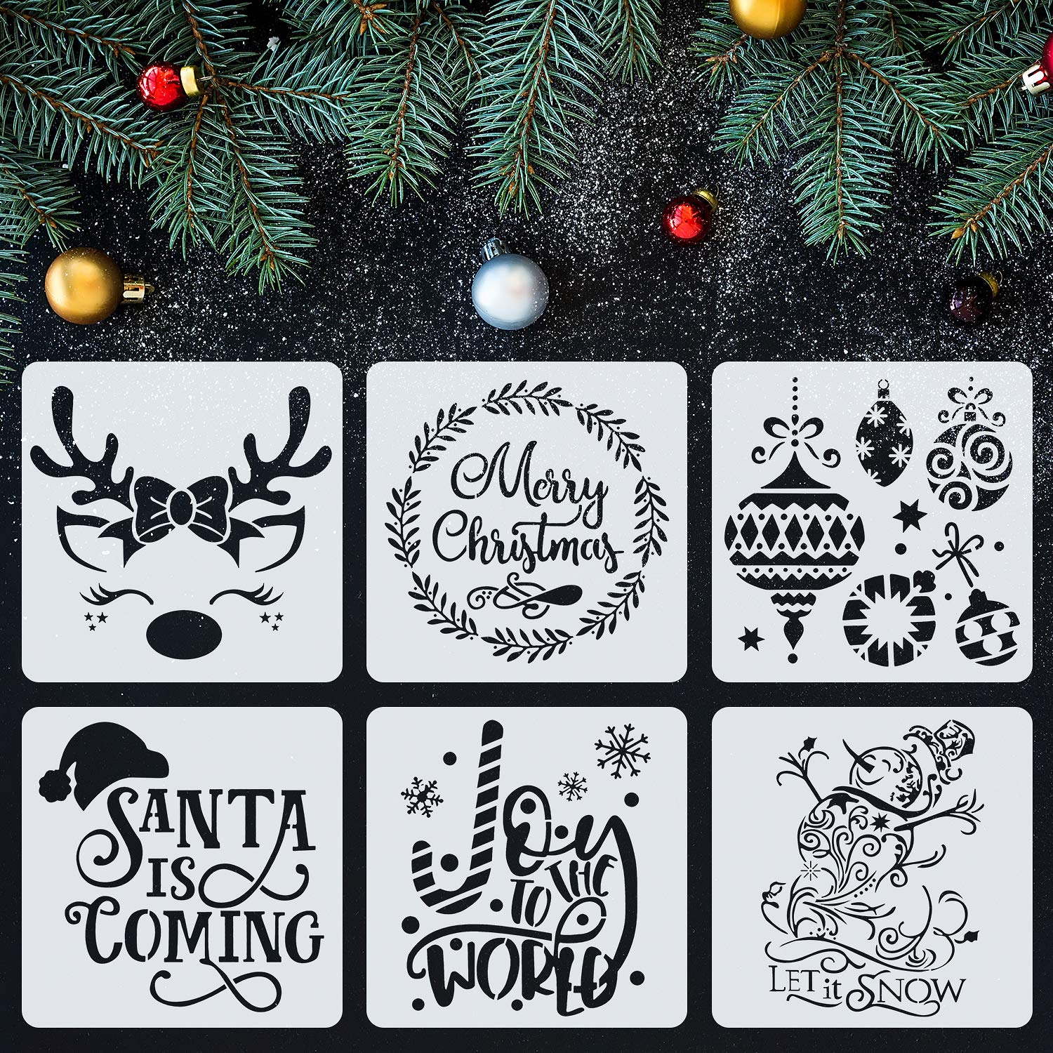 12 x 12 Inch Christmas Stencils Template Reusable Plastic Craft ...